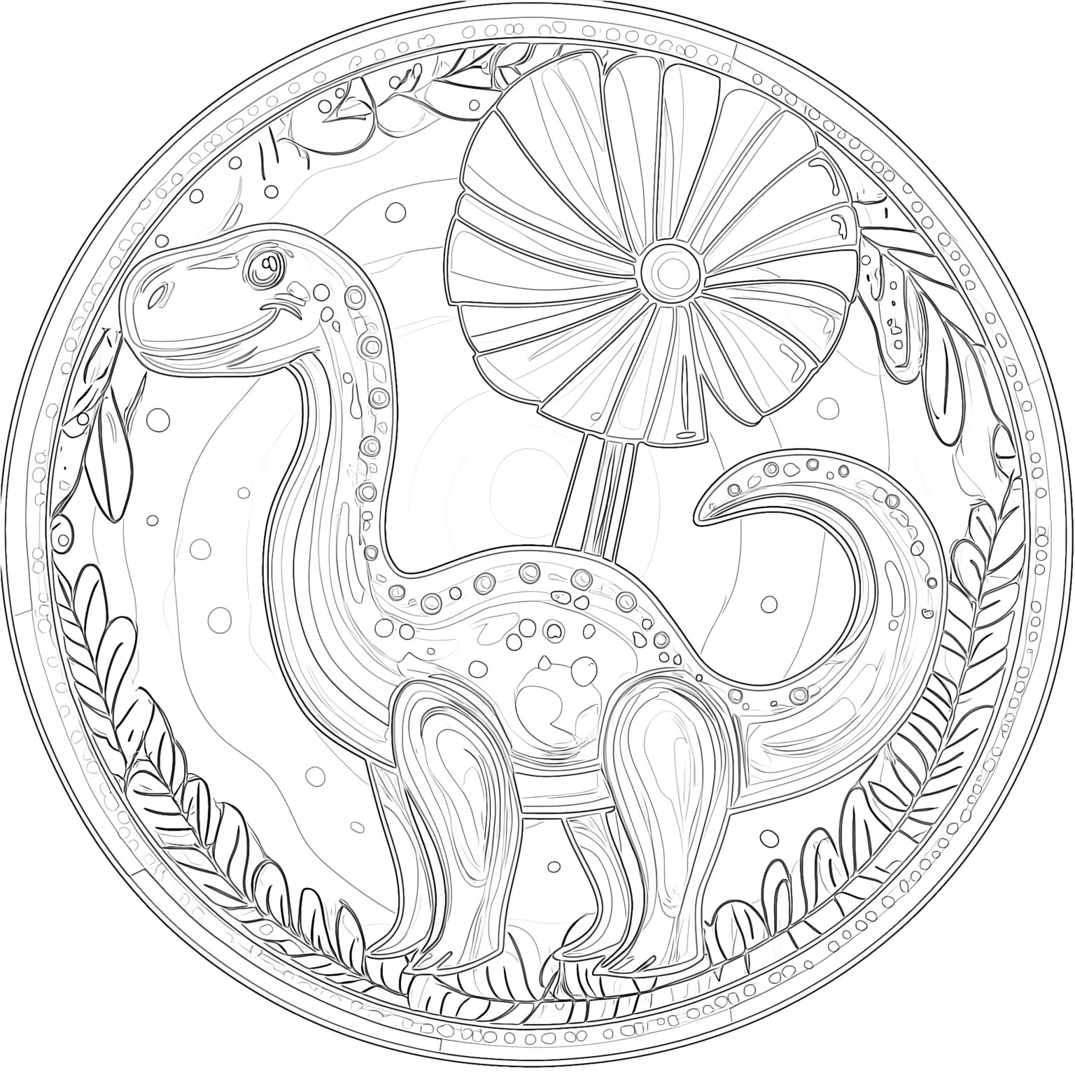 Diplodocus Colouring | Coloring Pages Mimi Panda