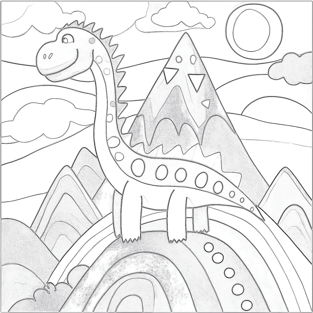 Easy Dino Coloring Pages | Coloring Pages Mimi Panda