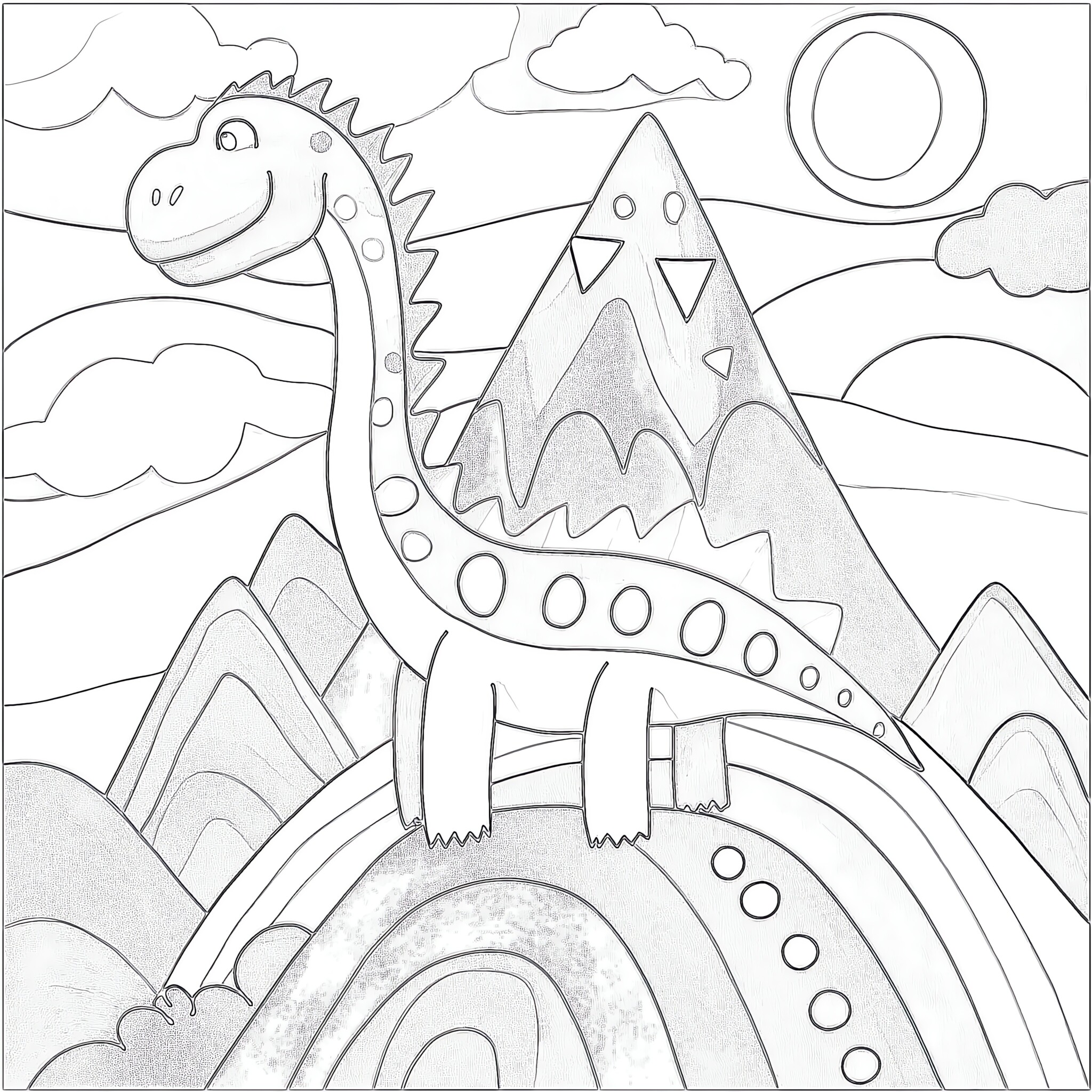 Easy Dino Coloring Pages | Coloring Pages Mimi Panda