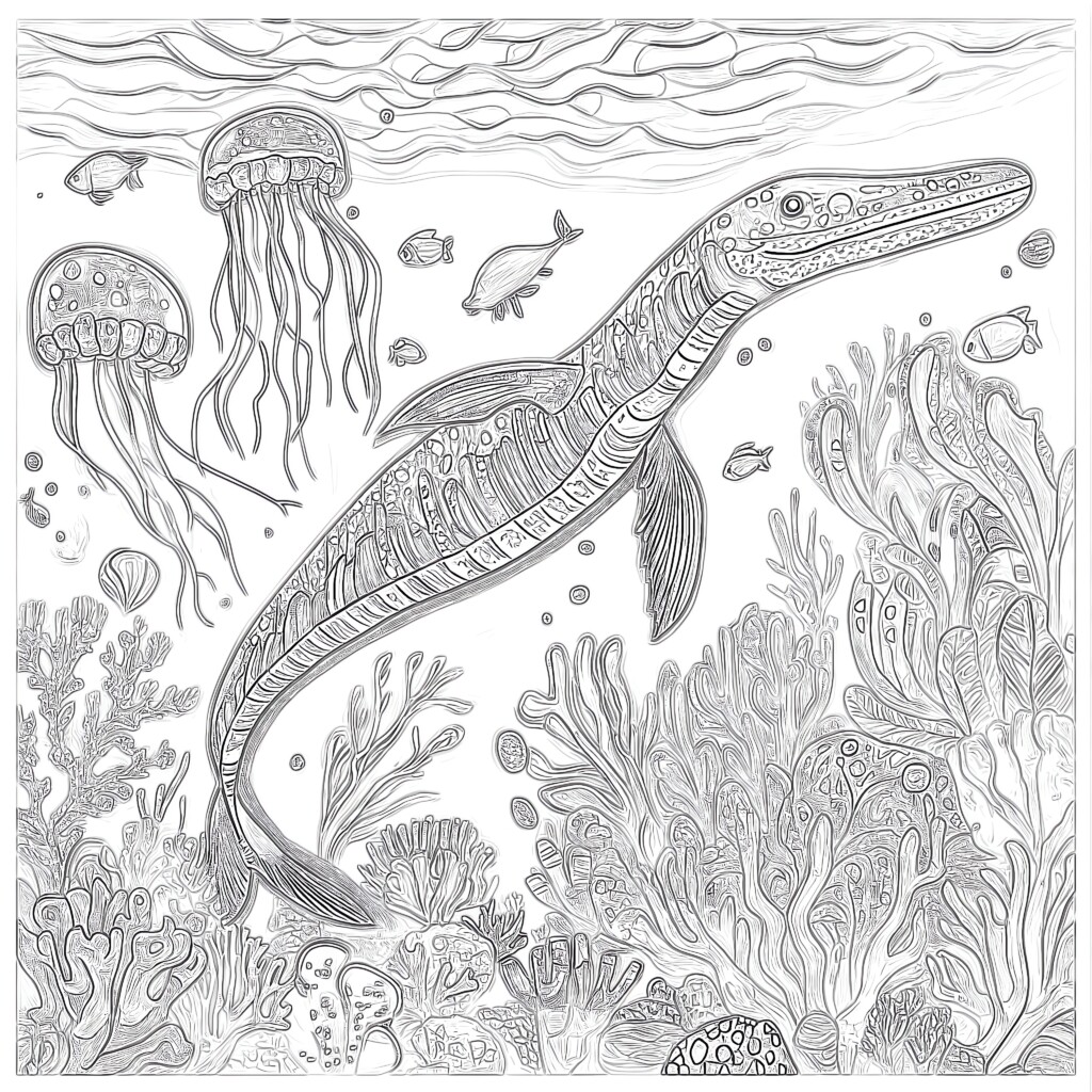 Elasmosaurus Kleurplaat | Kleurplaten Mimi Panda