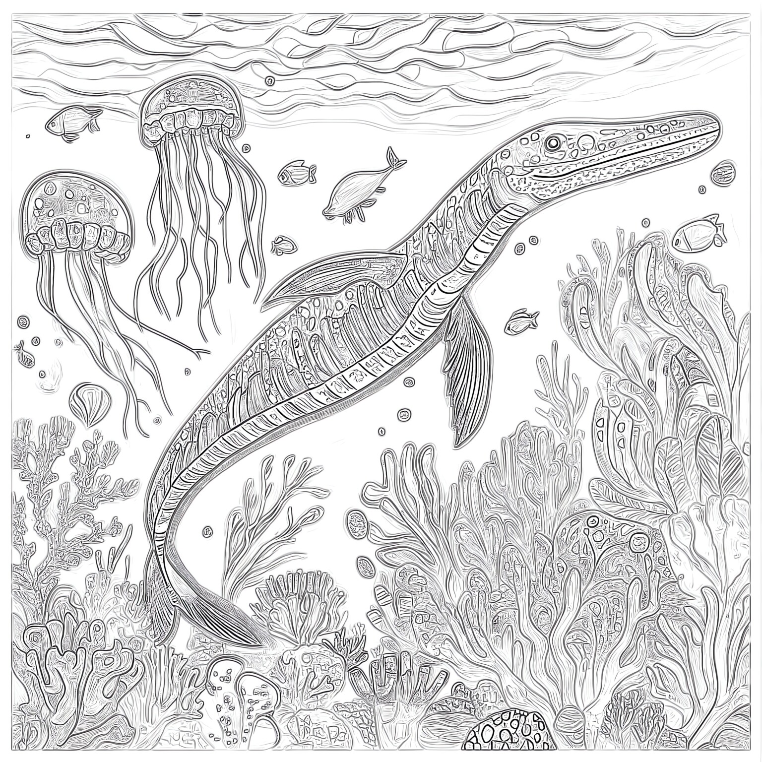 Elasmosaurus Coloring Page | Coloring Pages Mimi Panda