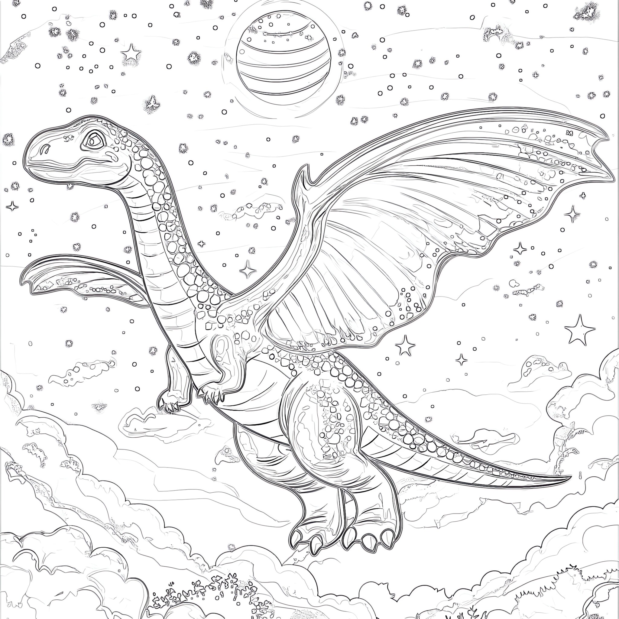 Flying Dinosaur Coloring Page | Coloring Pages Mimi Panda