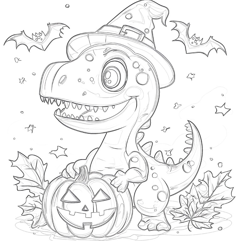 Halloween Dinosaur Coloring Pages | Coloring Pages Mimi Panda