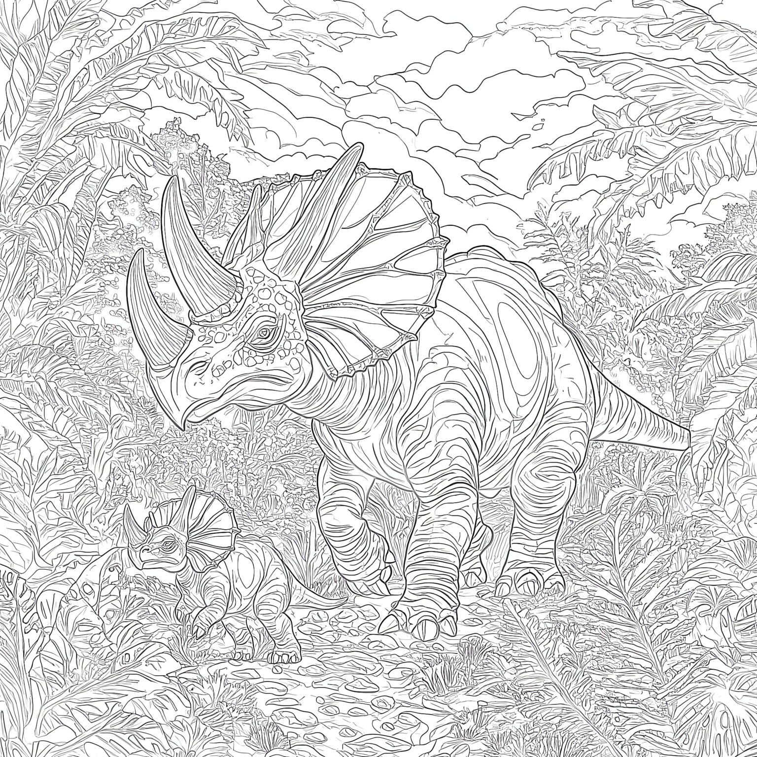 Printable Triceratops Coloring Page | Coloring Pages Mimi Panda