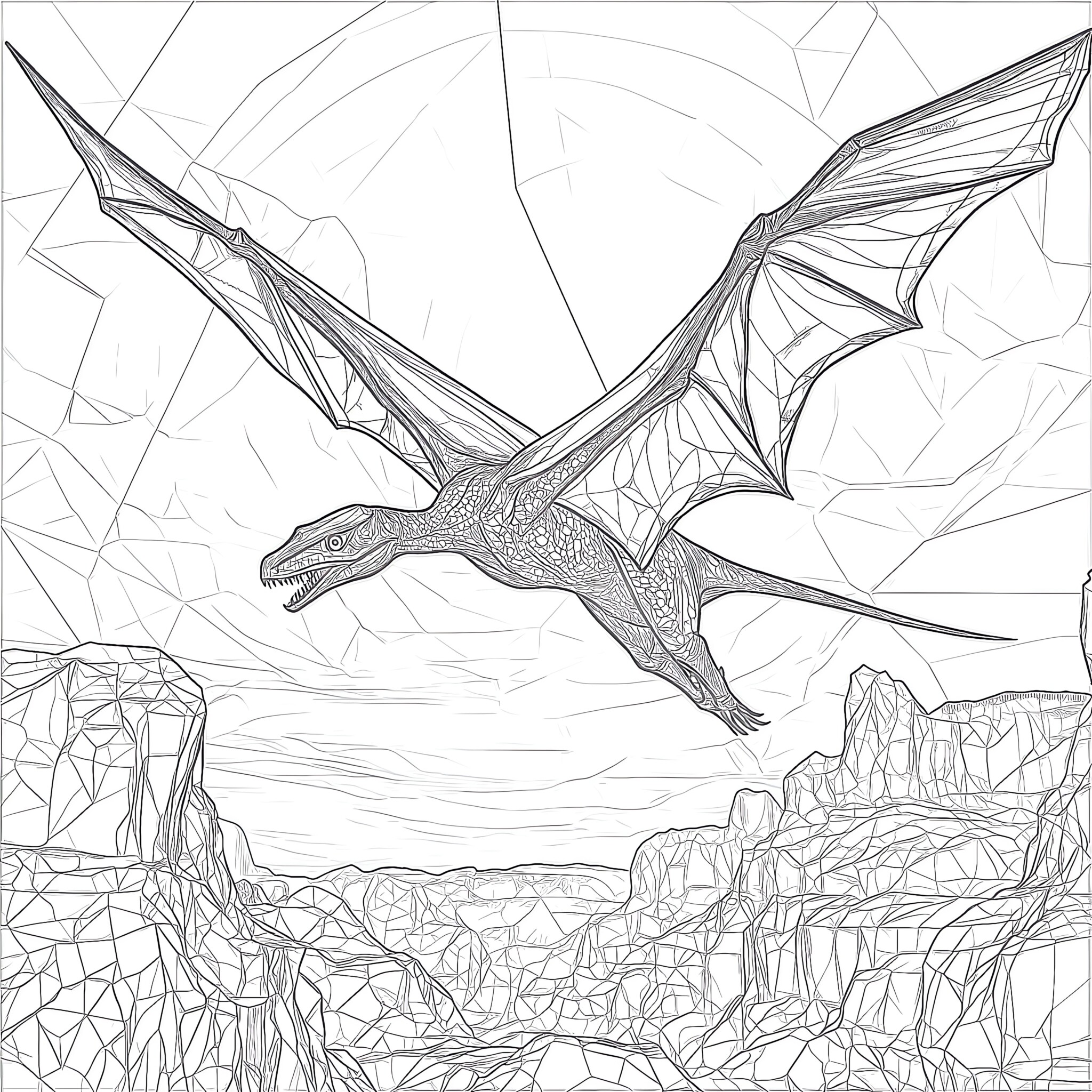 Pteranodon Coloring Page | Coloring Pages Mimi Panda