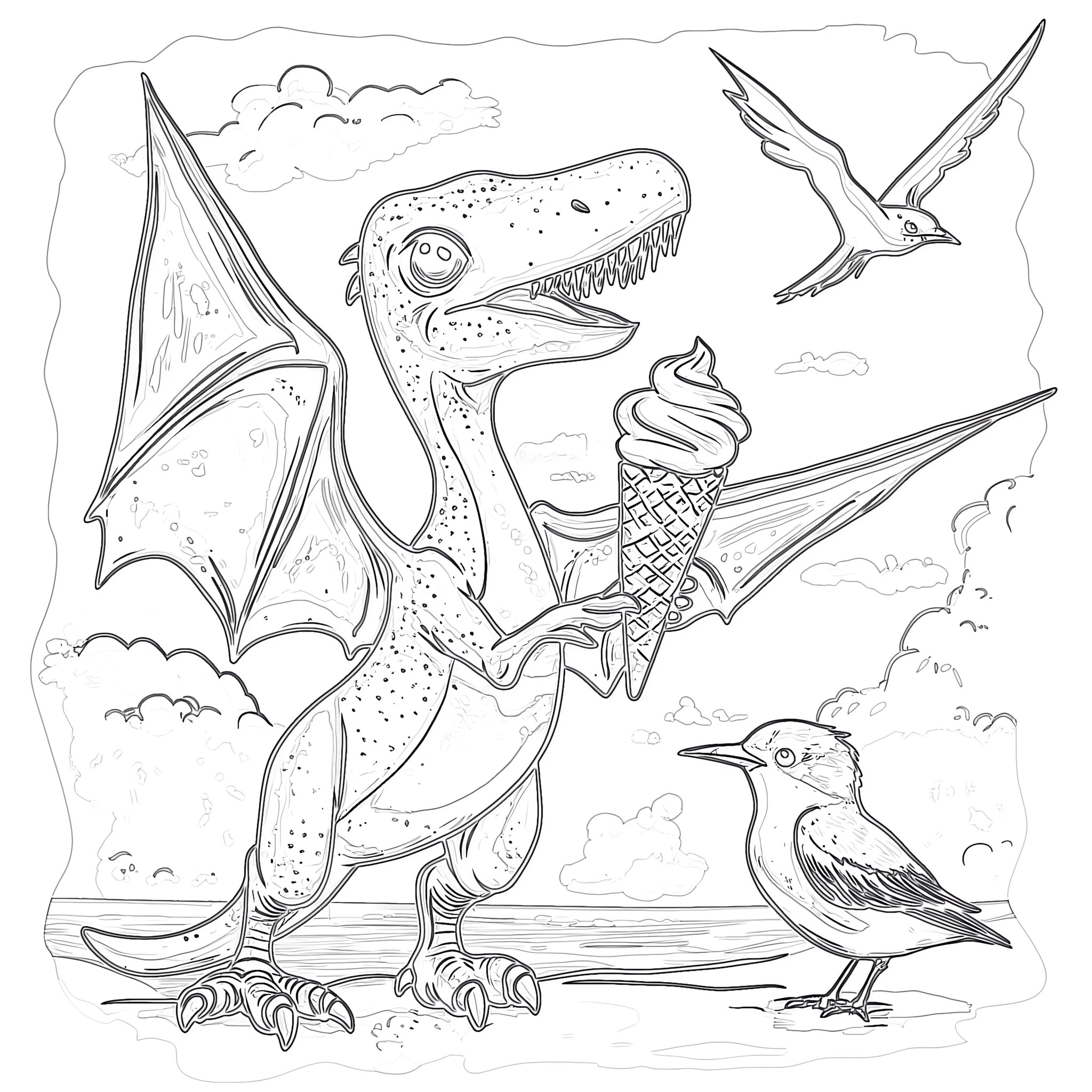 Pterodactyl Pictures To Coloring Page | Coloring Pages Mimi Panda