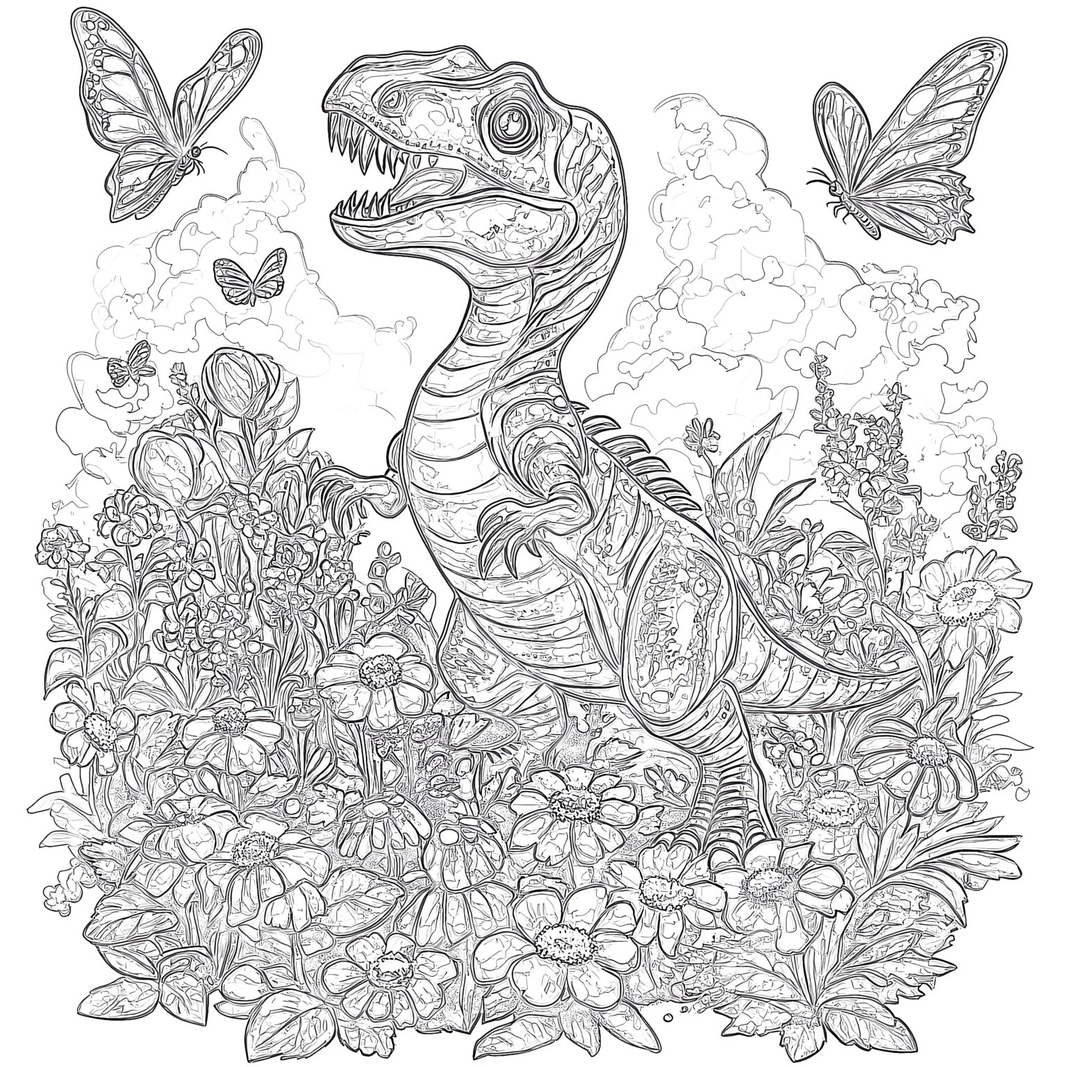 Raptor Dinosaur Coloring Page | Coloring Pages Mimi Panda