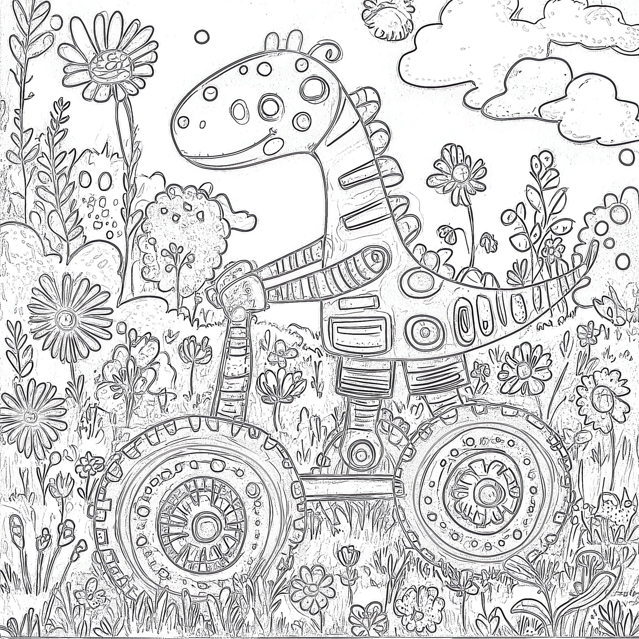 Robot Dino Coloring Pages | Coloring Pages Mimi Panda