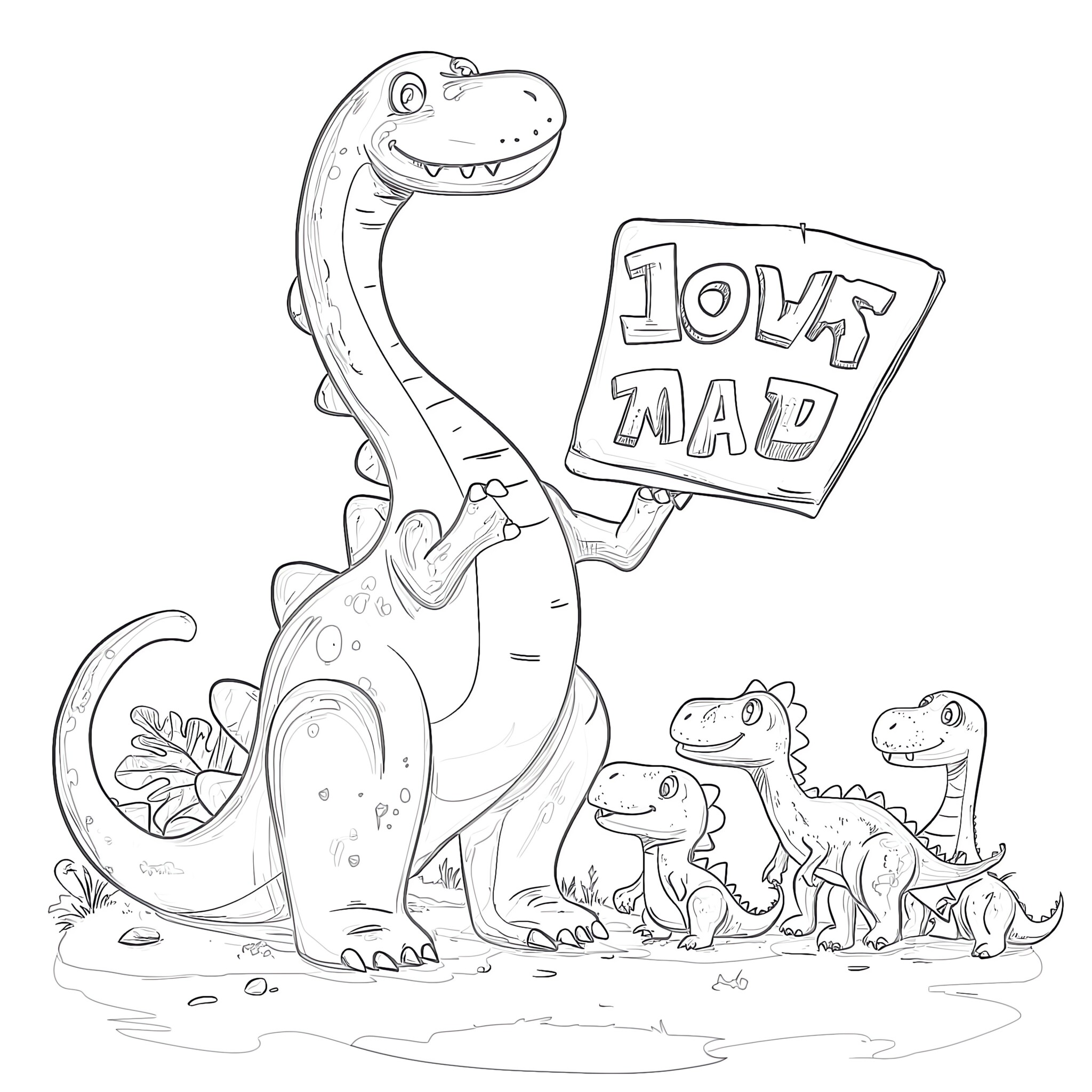 Simple Dinosaur Coloring Pages | Coloring Pages Mimi Panda