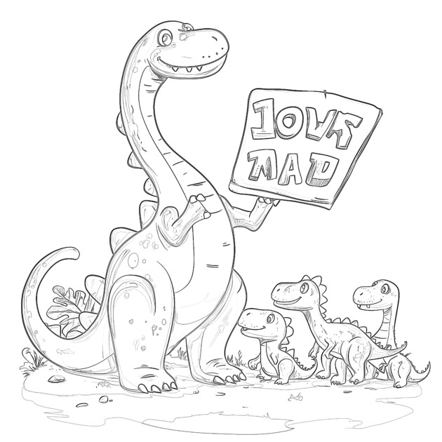 Pages à Colorier De Dinosaures Simples | Pages à Colorier Mimi Panda