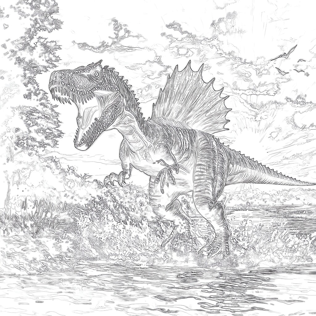 Spinosaurus Coloring Page | Coloring Pages Mimi Panda