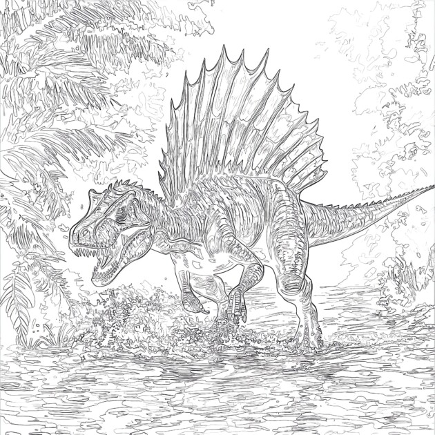 Spinosaurus Printable Coloring Page | Coloring Pages Mimi Panda