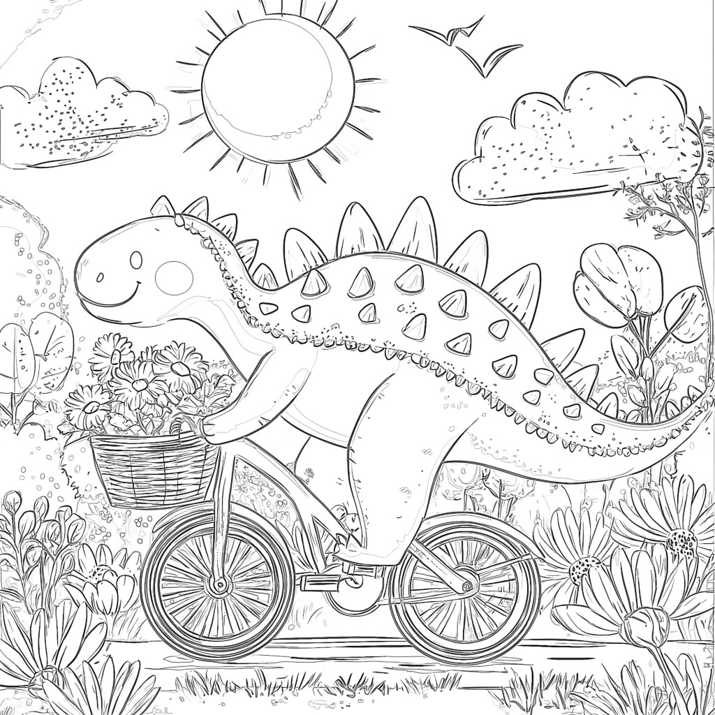 Stegosaurus Color Page | Coloring Pages Mimi Panda