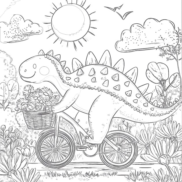Dino Color Sheet | Coloring Pages Mimi Panda