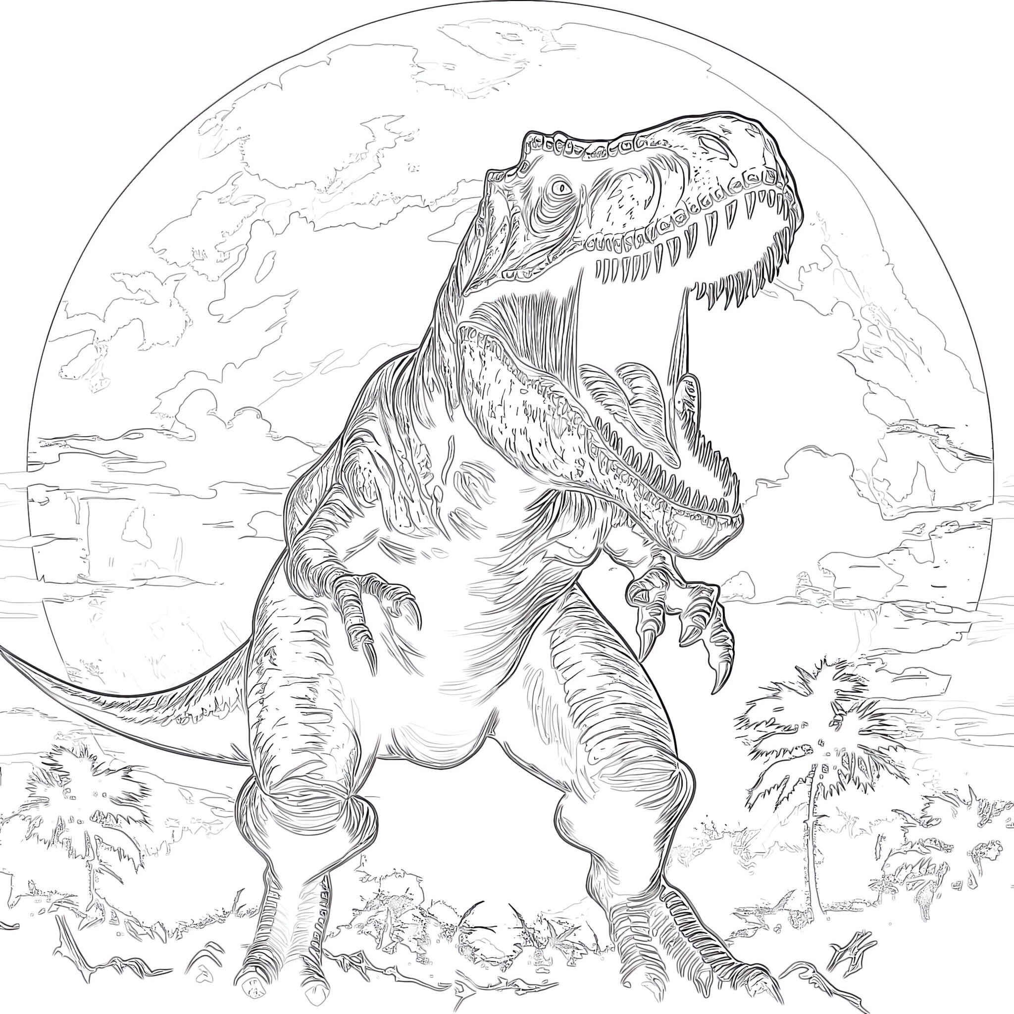 T Rex To Colour In | Coloring Pages Mimi Panda