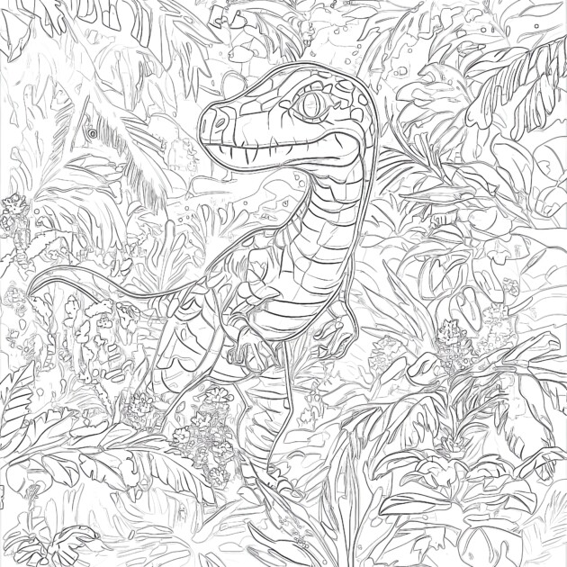 Velociraptor Blue Colouring Pages | Coloring Pages Mimi Panda
