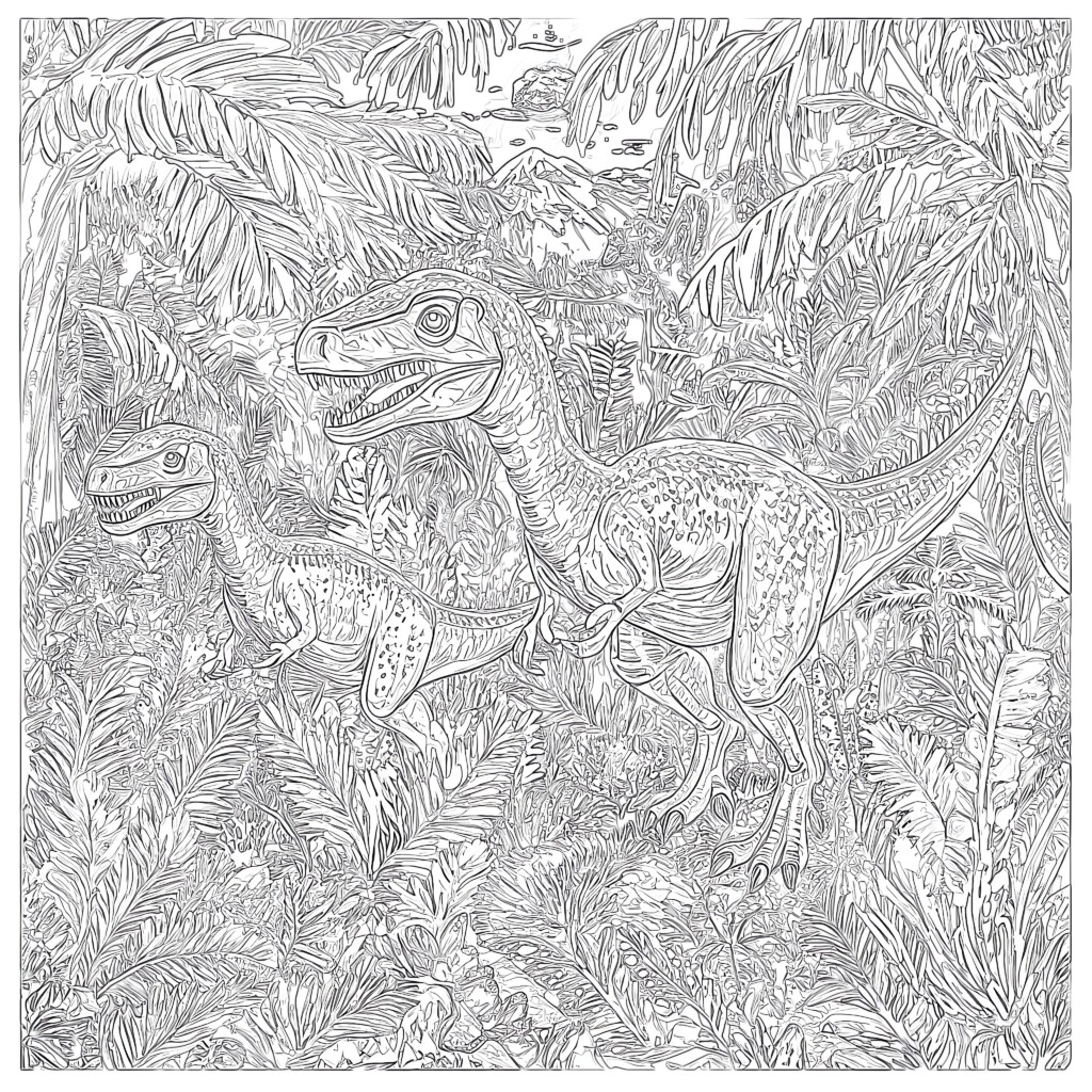 Velociraptor Coloring Page | Coloring Pages Mimi Panda