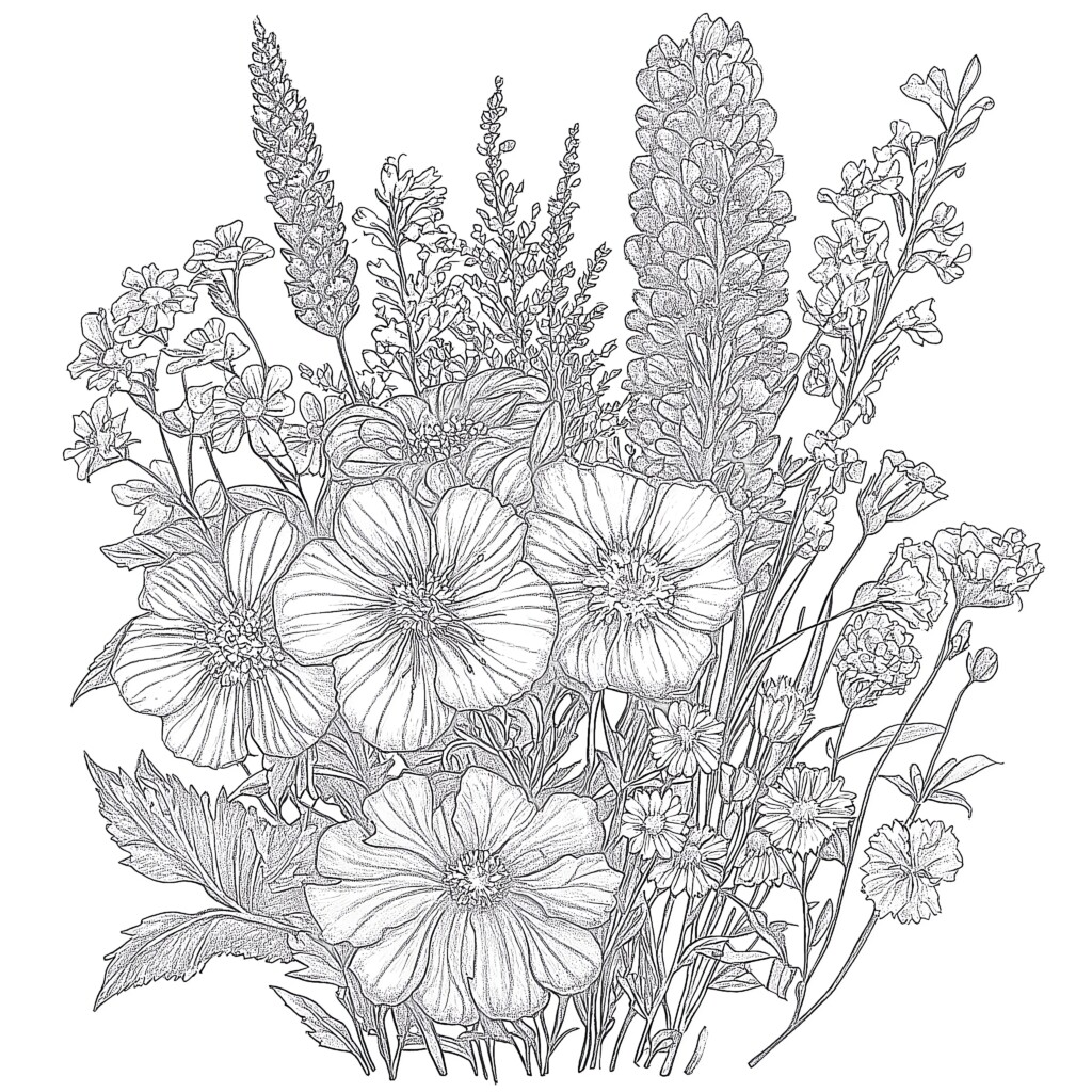 Pictures Of Flowers Coloring Page | Coloring Pages Mimi Panda