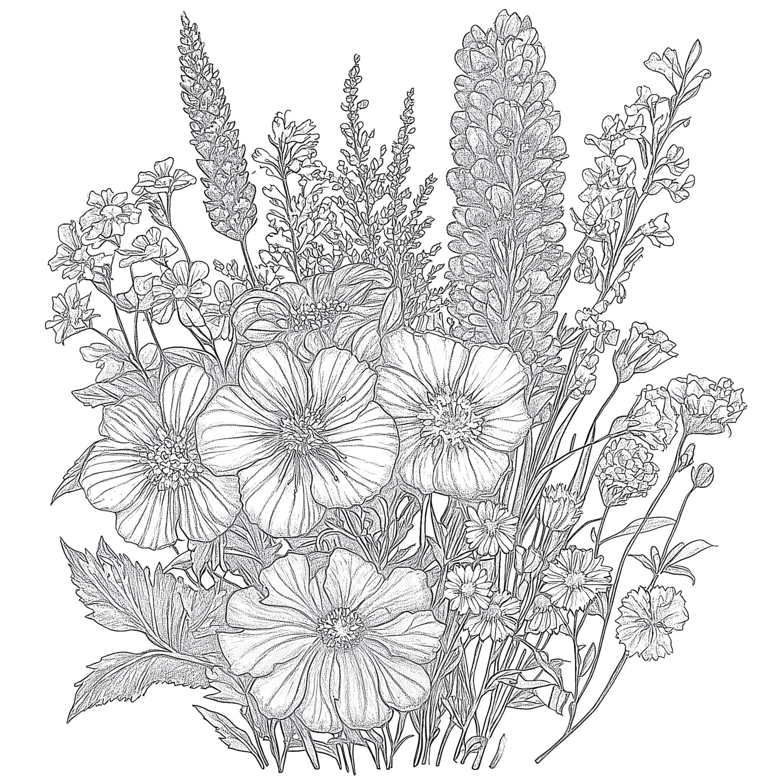 Adult Color Pages Flowers | Coloring Pages Mimi Panda