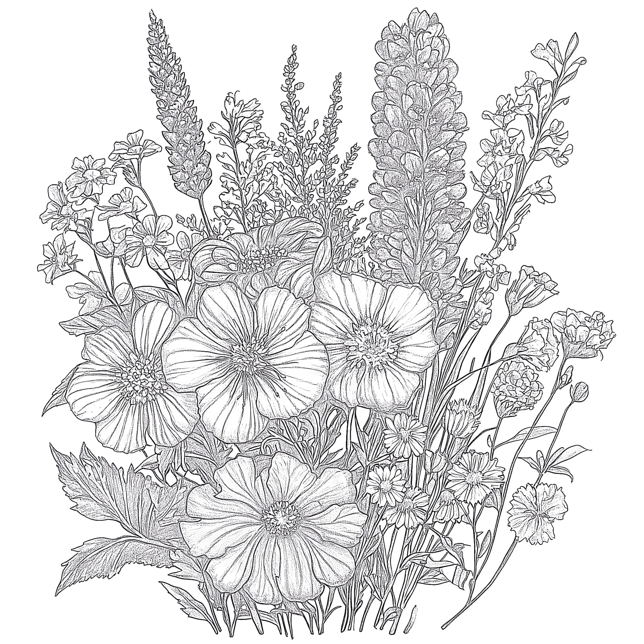 Adult Color Pages Flowers | Coloring Pages Mimi Panda