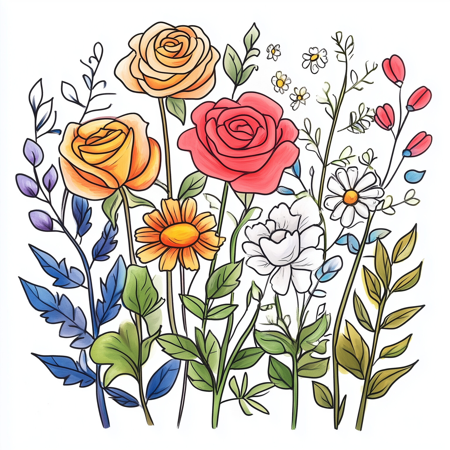 Adult Flower Coloring Pages Printable | Coloring Pages Mimi Panda