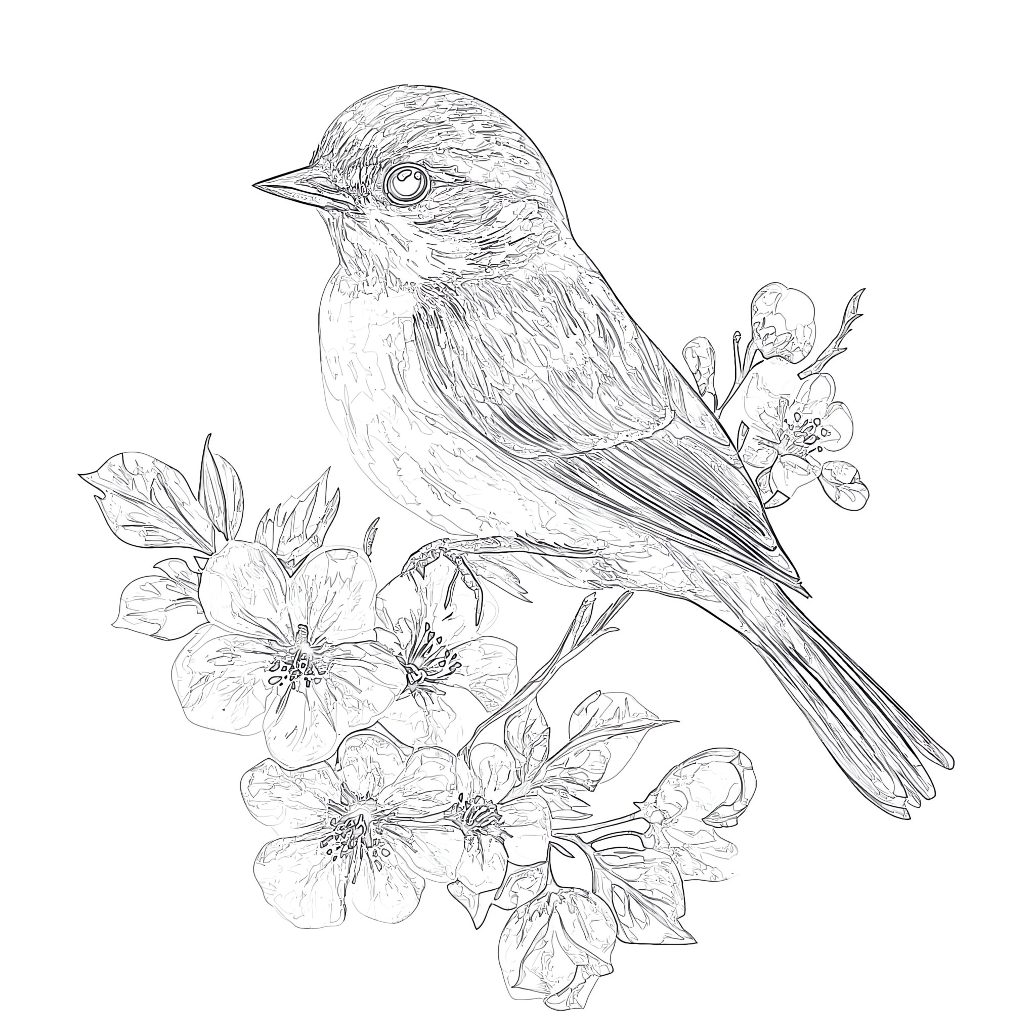 Bird And Flower Coloring Pages | Coloring Pages Mimi Panda