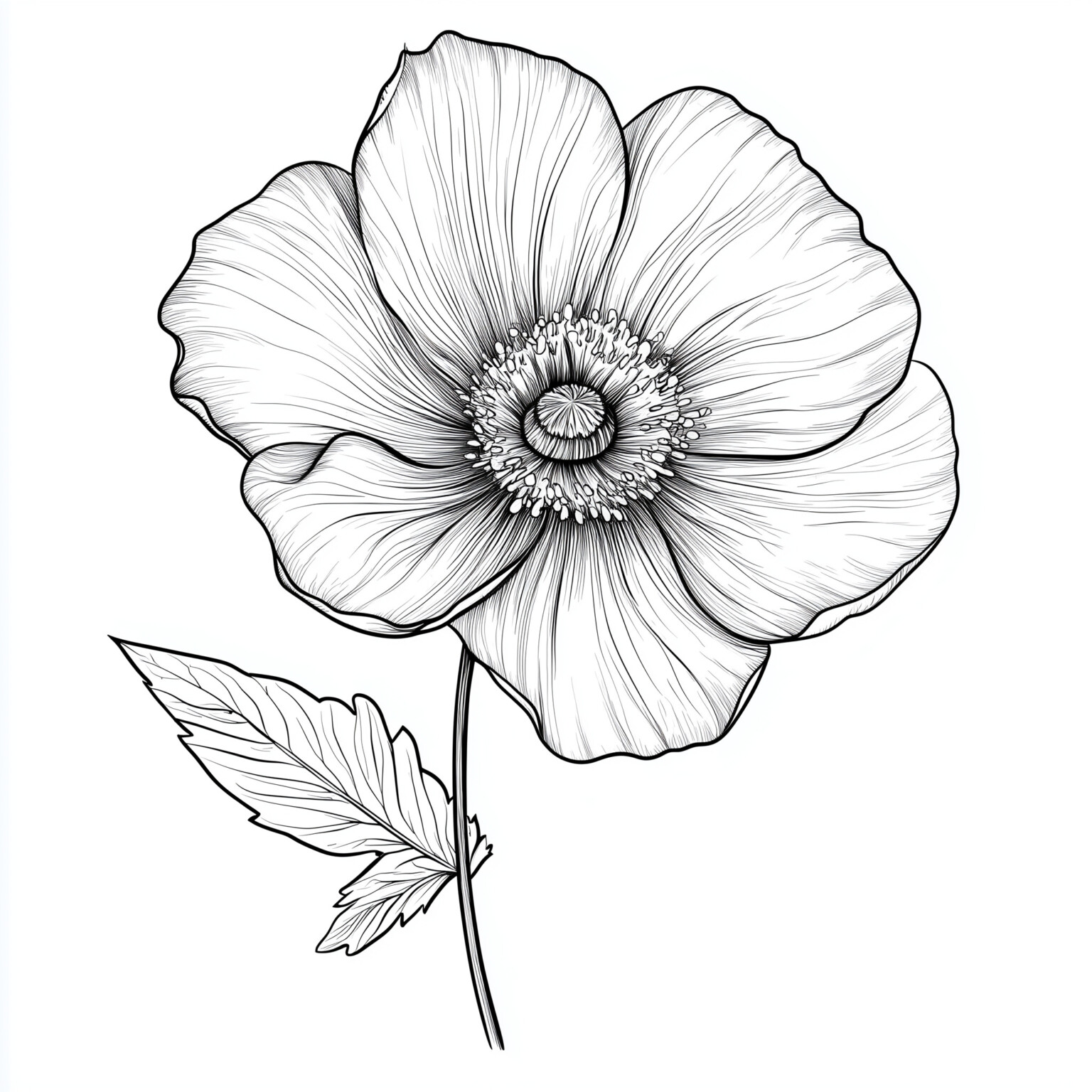Black And White Flower Coloring Page | Coloring Pages Mimi Panda