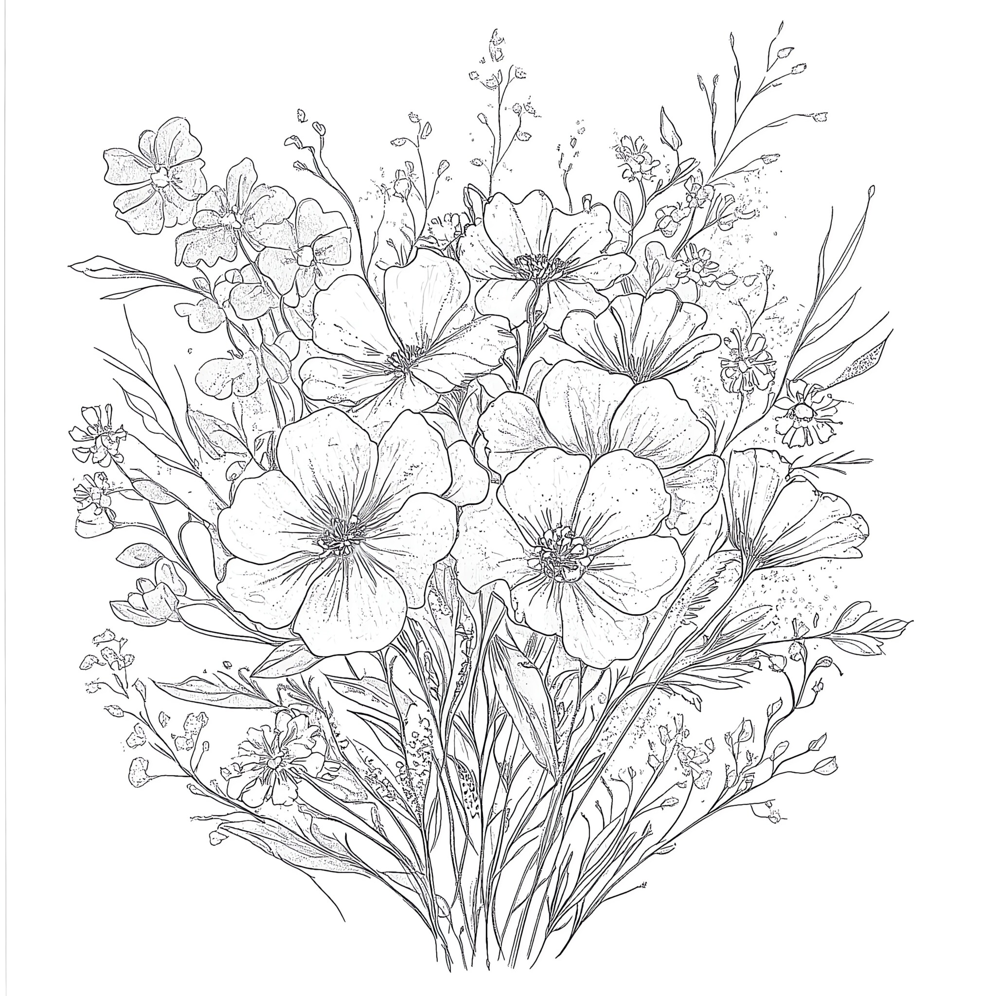 Bouquet Of Flowers Coloring Page | Coloring Pages Mimi Panda