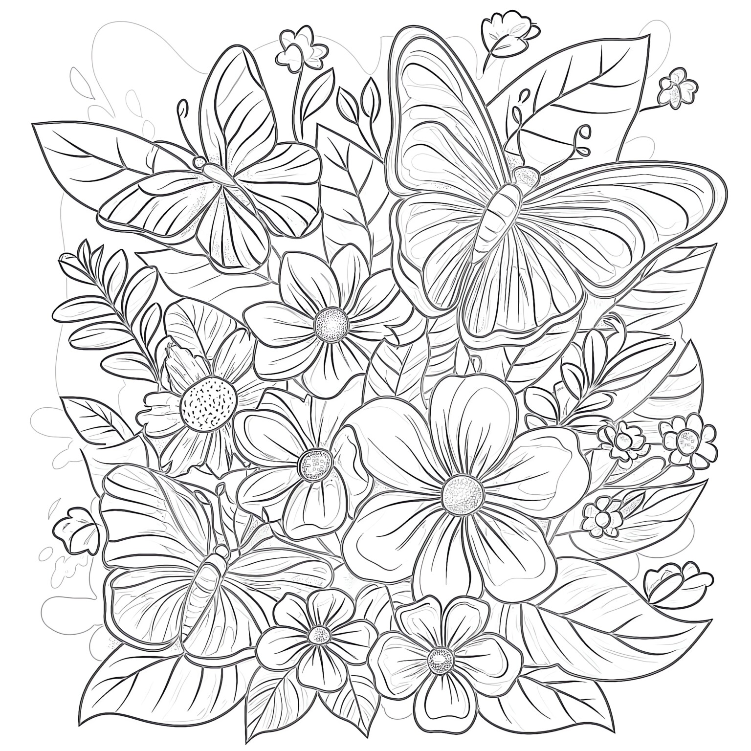 Butterfly And Flower Coloring Page | Coloring Pages Mimi Panda