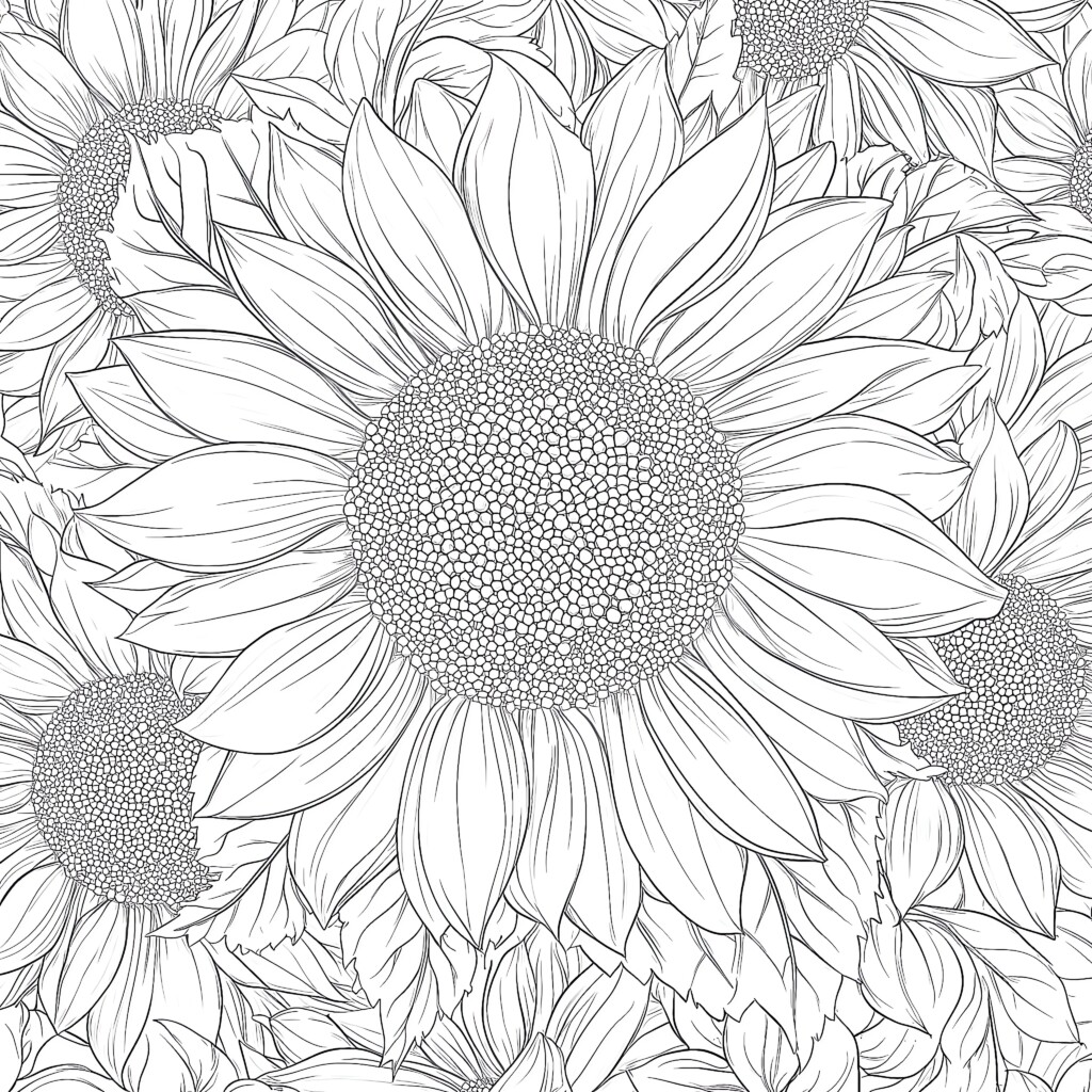 Color Book Pages Flowers | Coloring Pages Mimi Panda