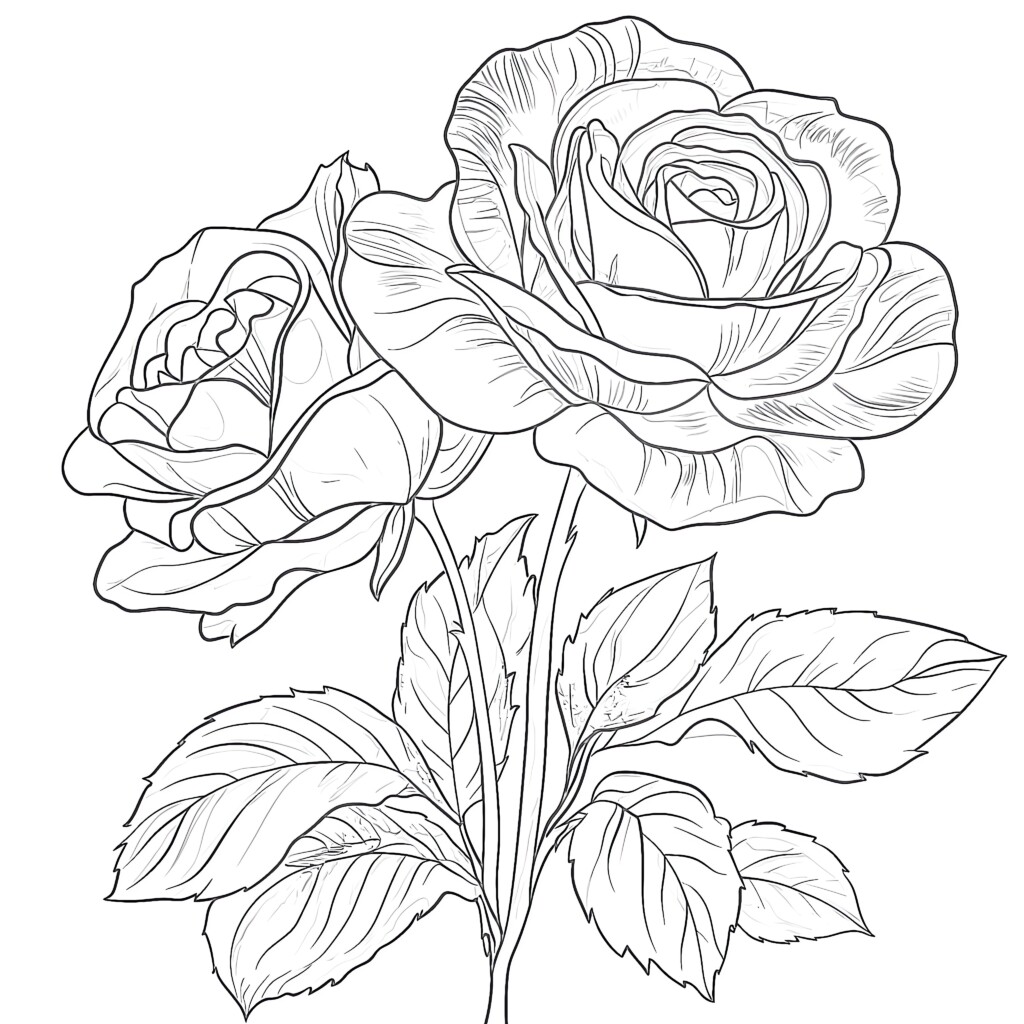 Color Sheets Of Roses | Coloring Pages Mimi Panda