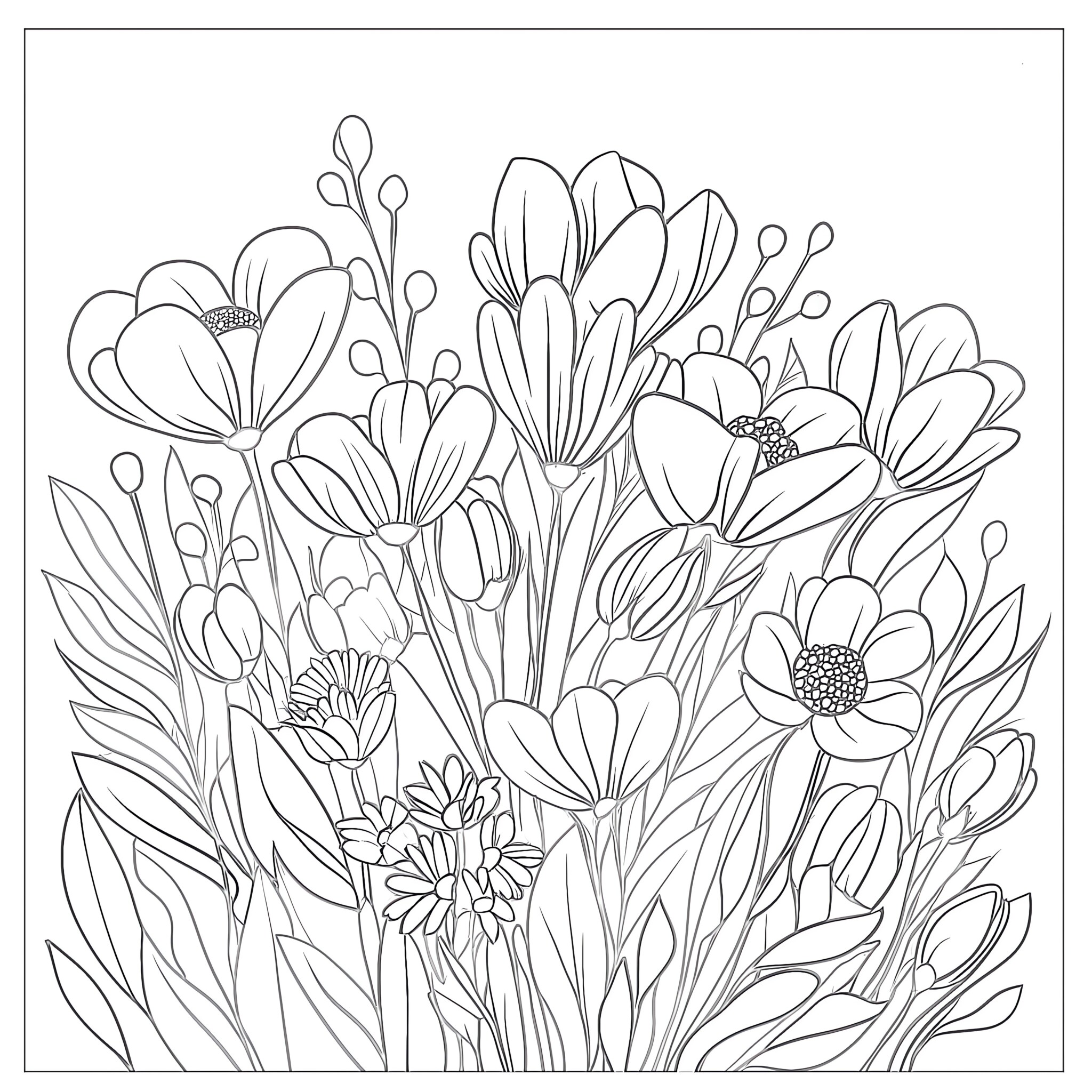 Coloring Page Flower Garden | Coloring Pages Mimi Panda