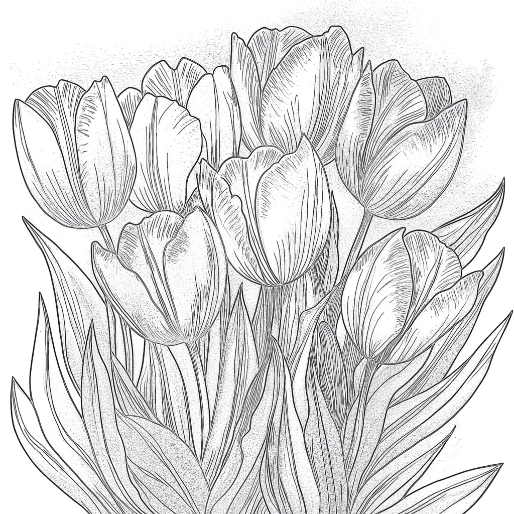 Coloring Pages Of Tulips Coloring Page | Coloring Pages Mimi Panda