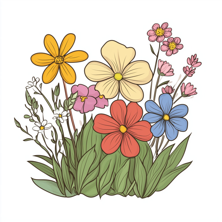 Coloring Pictures Of Spring Flowers | Coloring Pages Mimi Panda