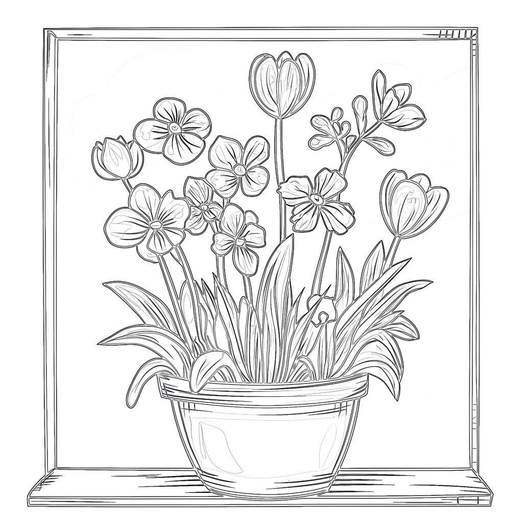 Coloring Sheets Spring Flowers | Coloring Pages Mimi Panda