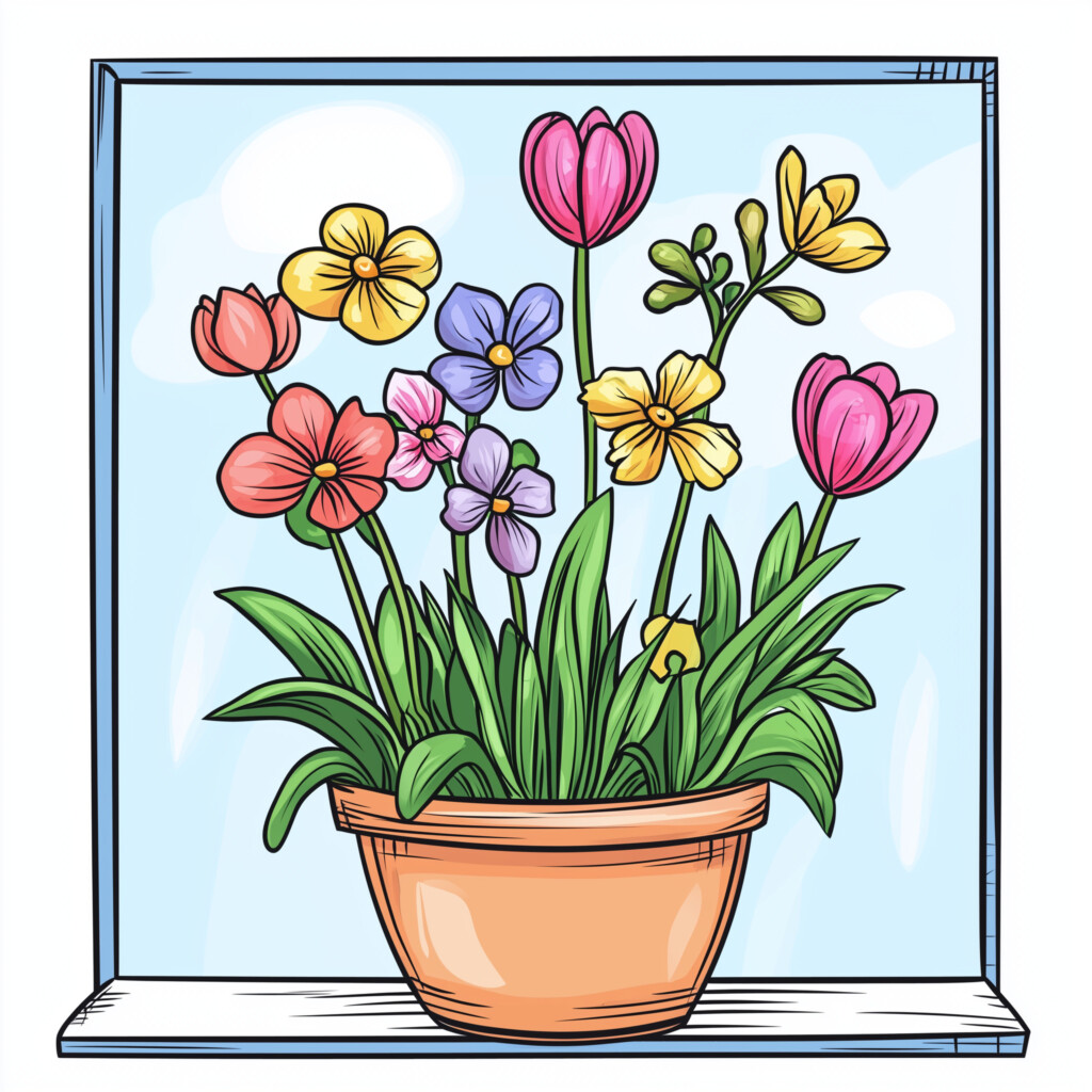 Coloring Sheets Spring Flowers | Coloring Pages Mimi Panda