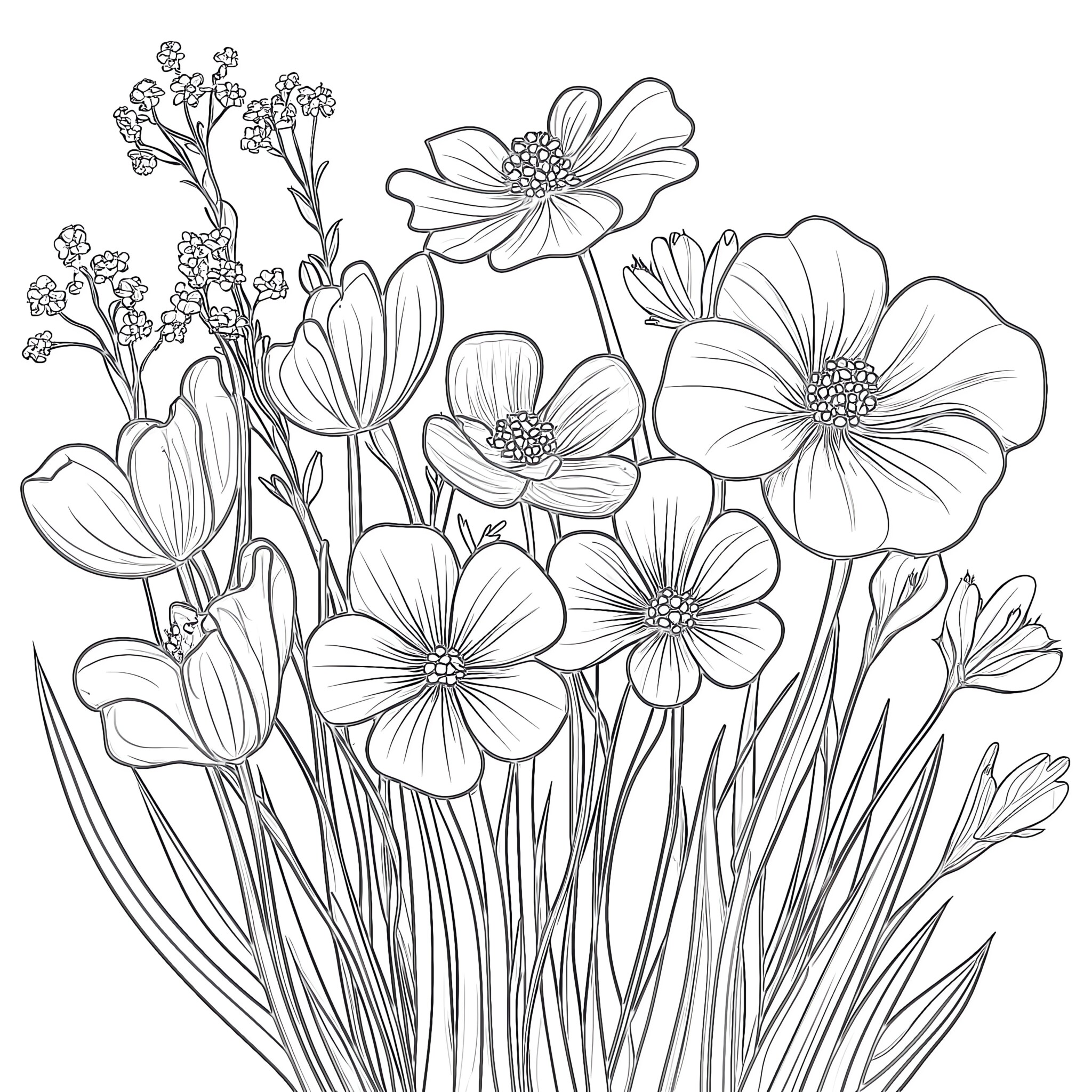 Flower Picture To Color And Print | Coloring Pages Mimi Panda