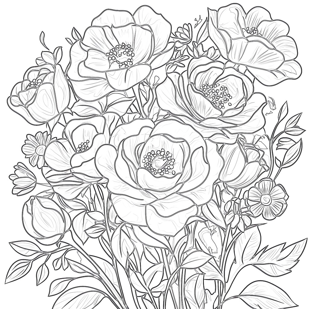 Flower Petal Coloring Pages | Coloring Pages Mimi Panda