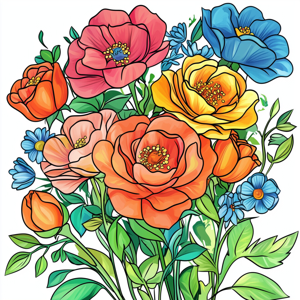 Colouring In Picture Of A Flower | Coloring Pages Mimi Panda