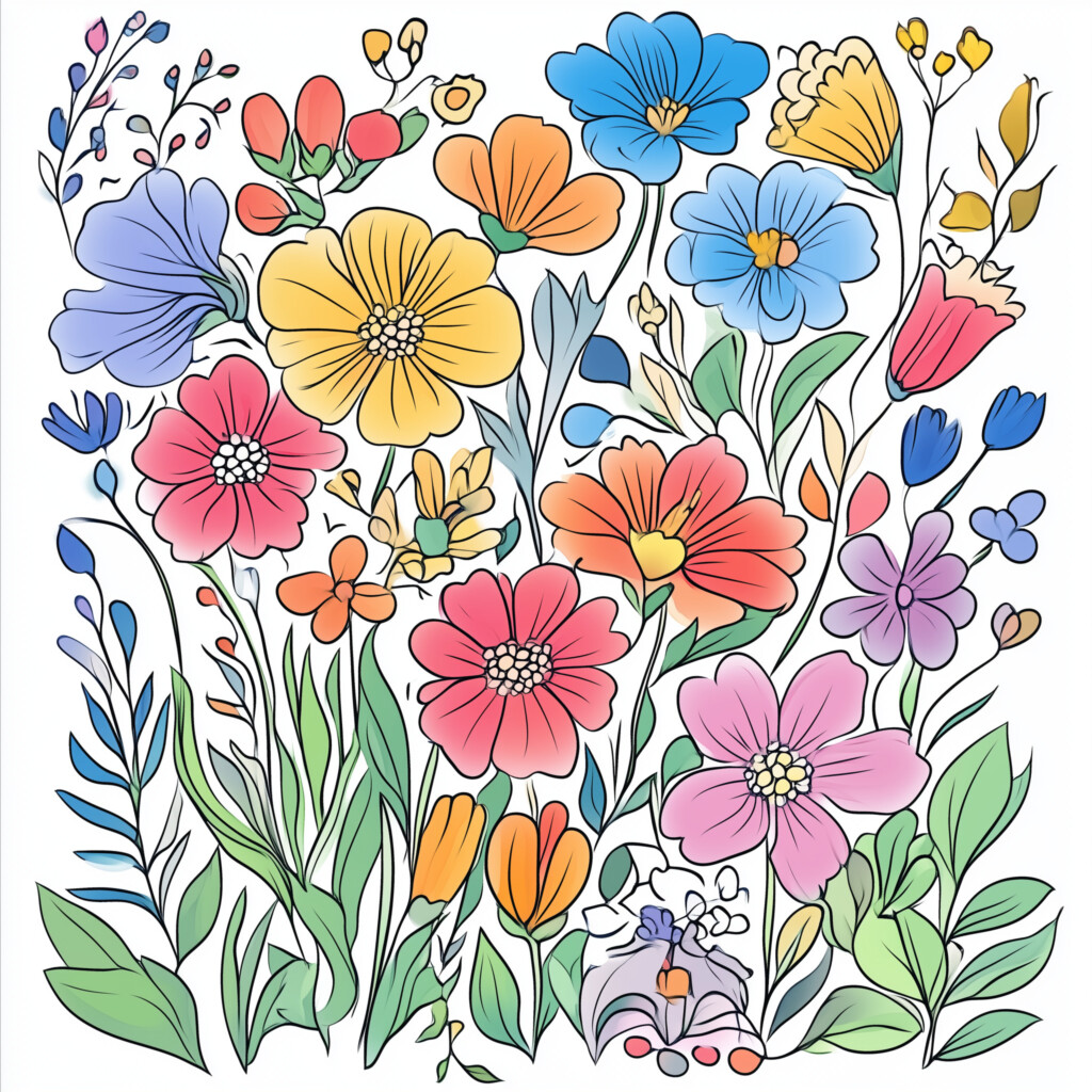 Flower Colouring Pictures To Print | Coloring Pages Mimi Panda