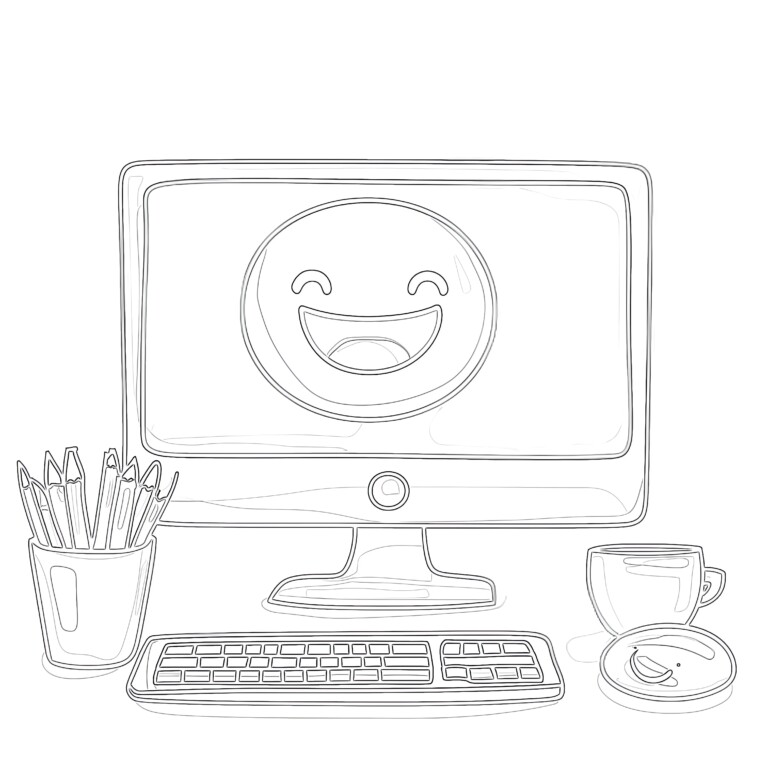 Computer Coloring Page | Coloring Pages Mimi Panda