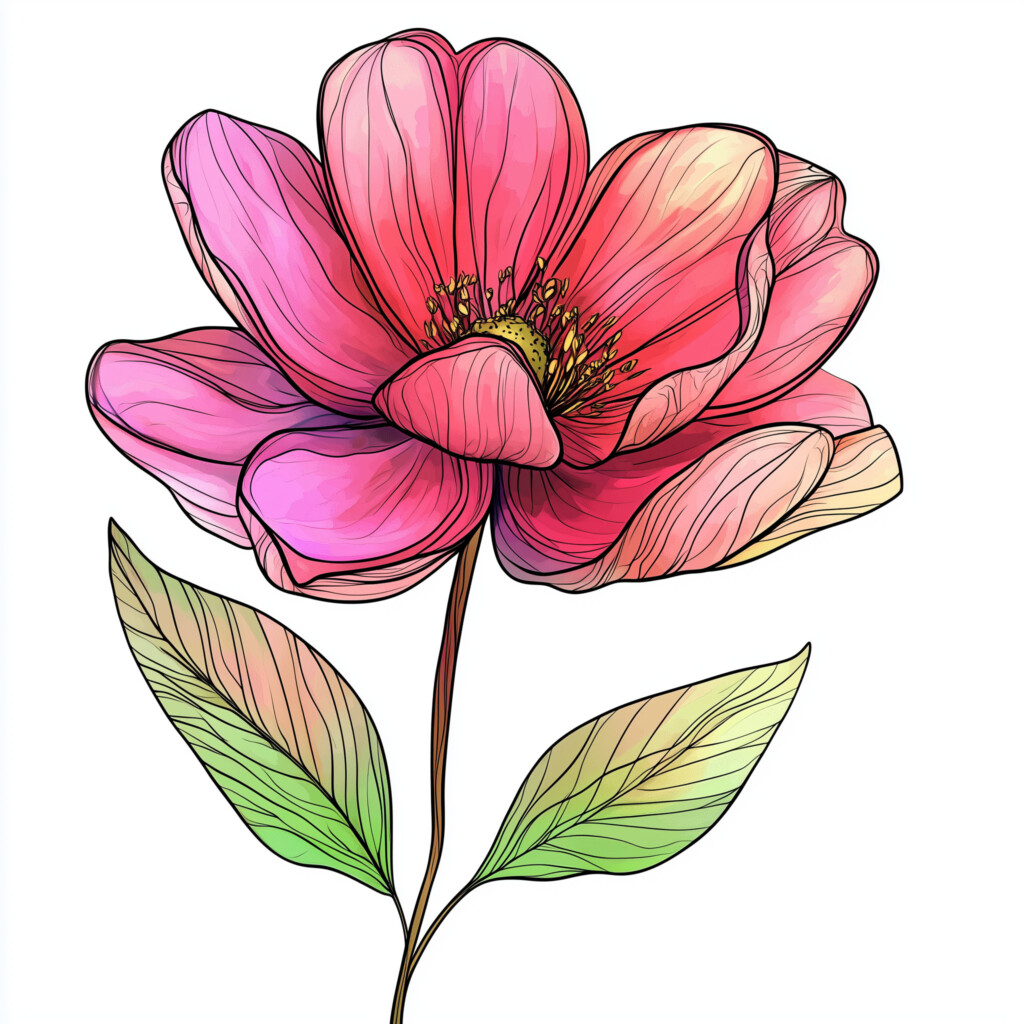 Cute Flower Coloring Page | Coloring Pages Mimi Panda