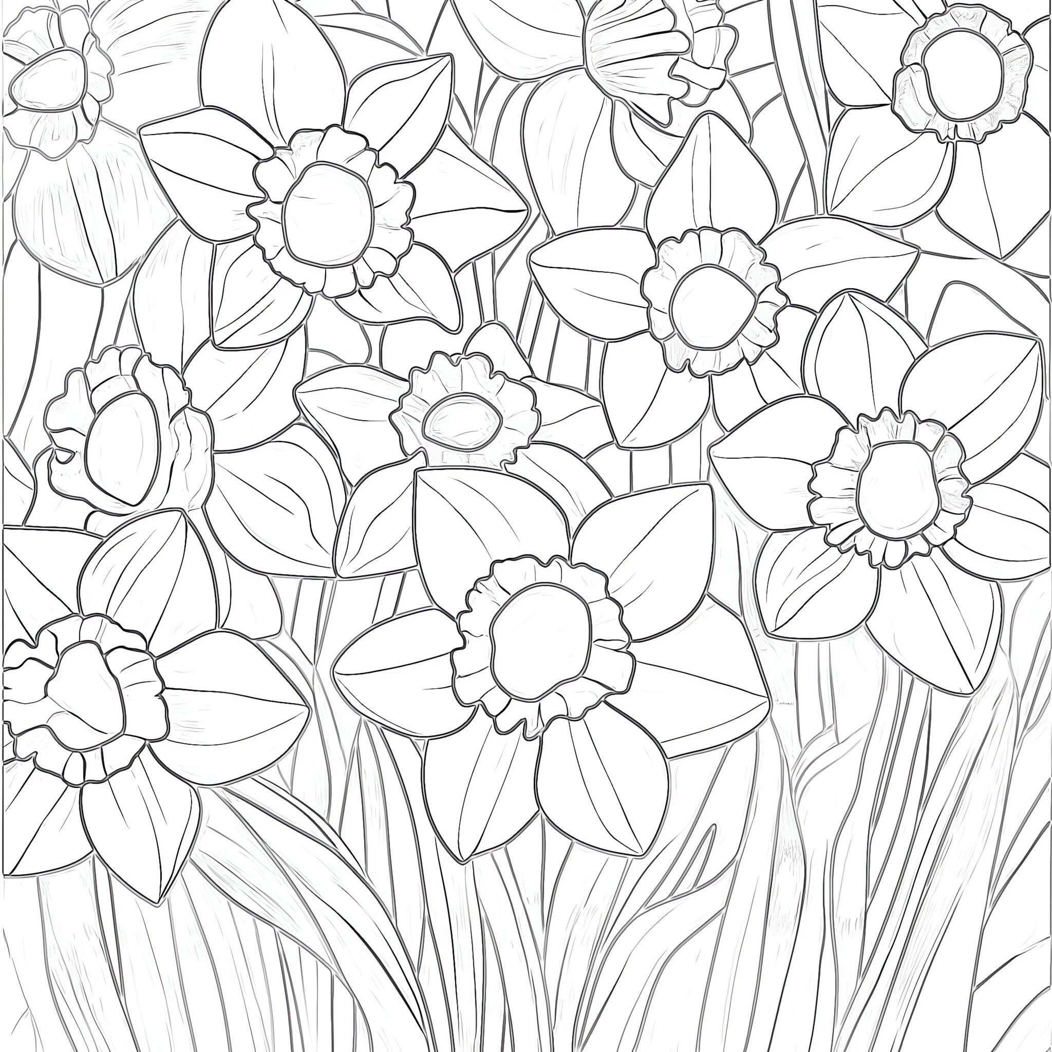 Daffodils Colouring Pages | Coloring Pages Mimi Panda