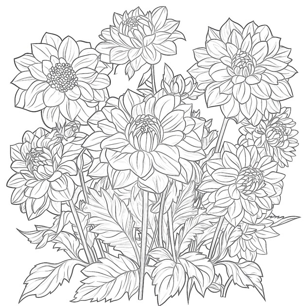 Dahlia Coloring Page | Coloring Pages Mimi Panda
