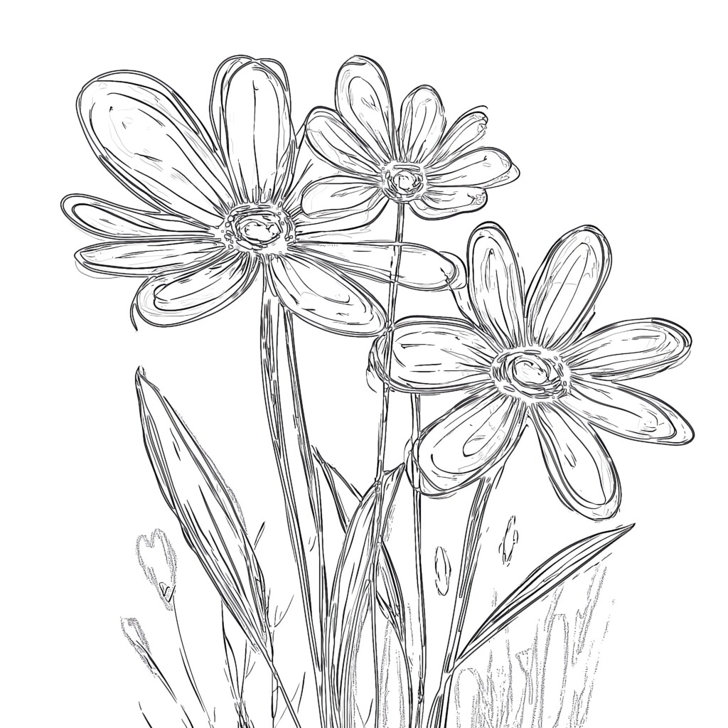 Daisy Flower Coloring Page | Coloring Pages Mimi Panda