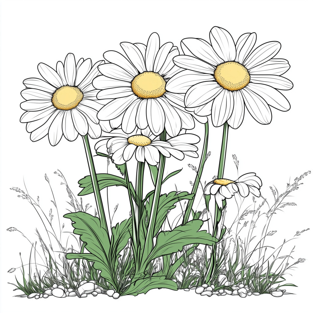 Daisy Picture To Coloring Page | Coloring Pages Mimi Panda