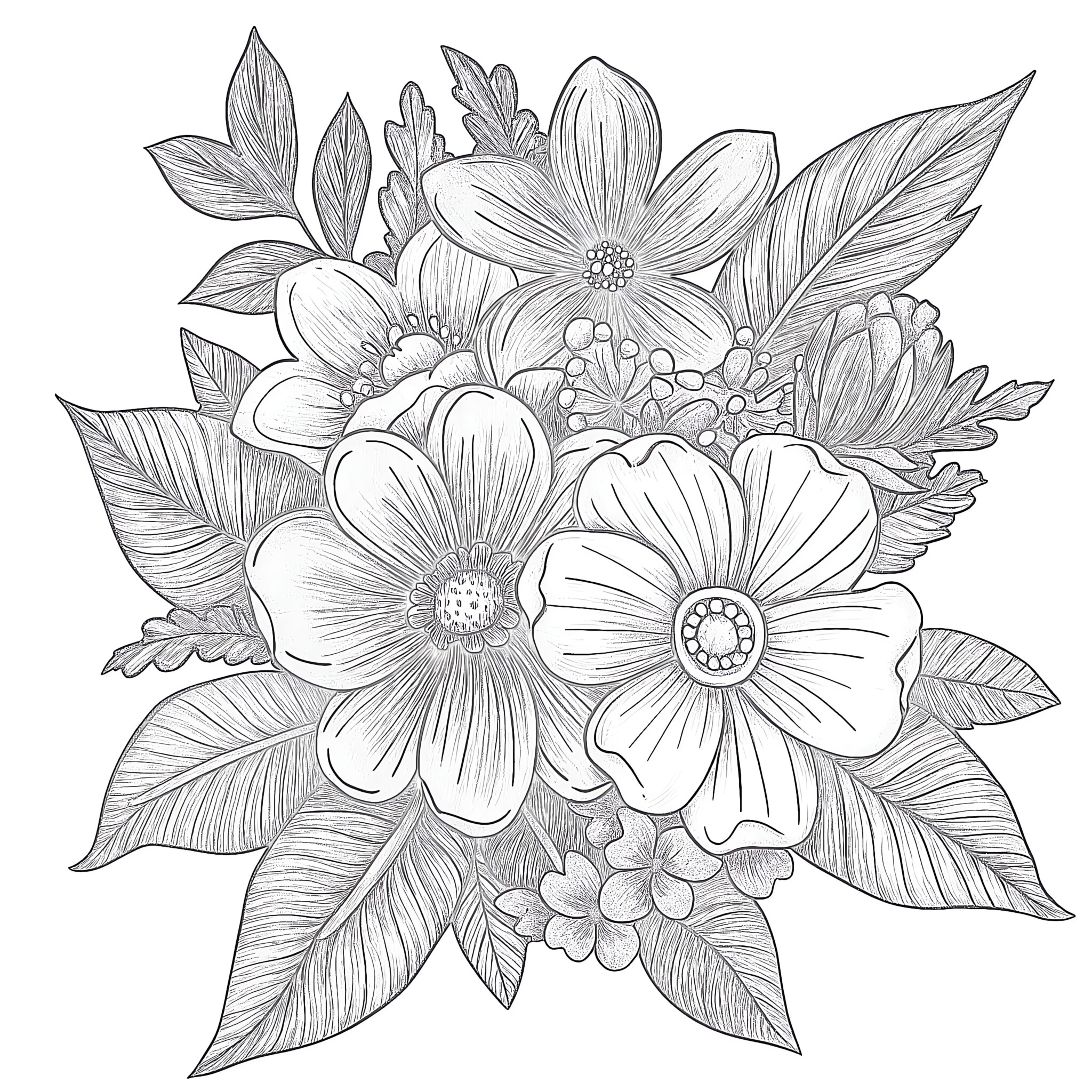Printable Flower Bouquet Coloring Pages | Coloring Pages Mimi Panda