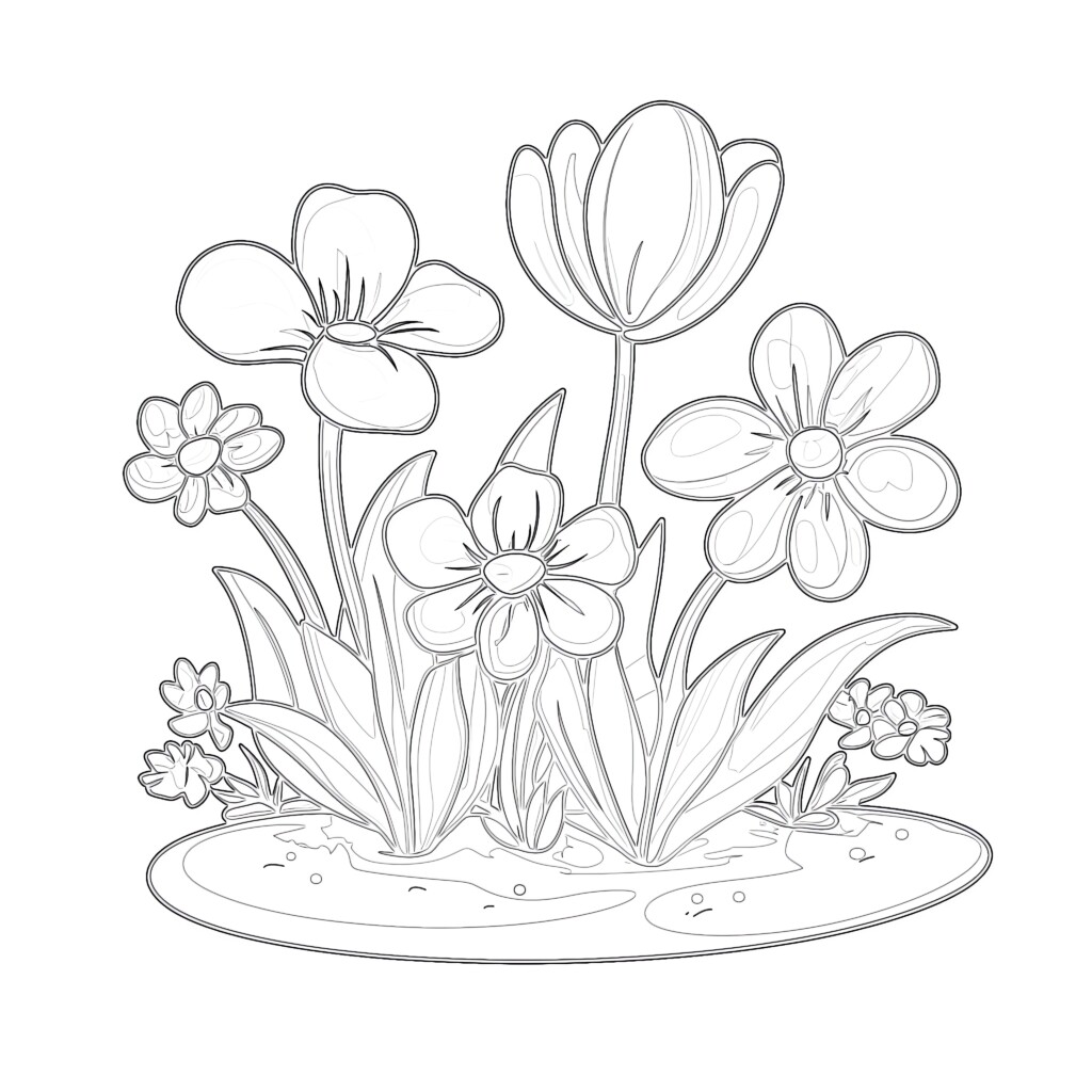 Easy Flower Coloring Pages Printable | Coloring Pages Mimi Panda