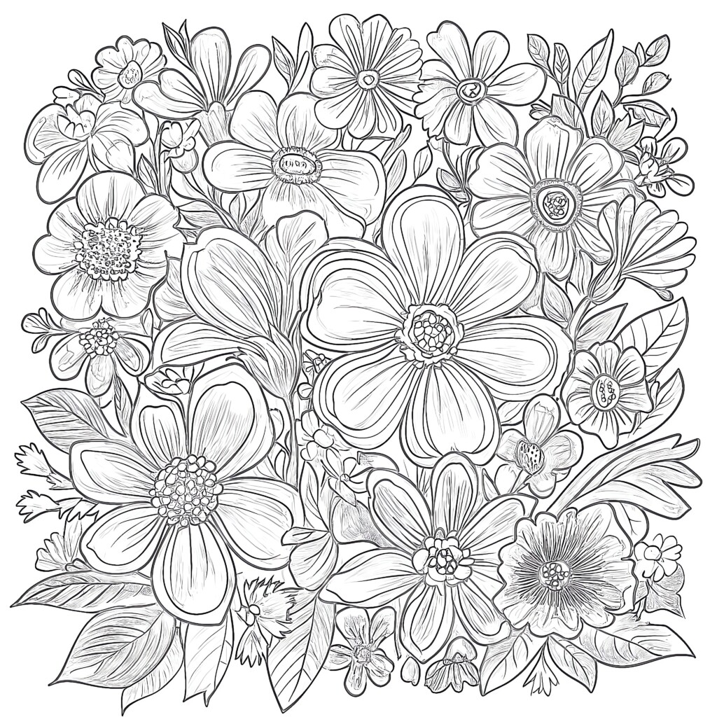 Pictures Of Flowers Coloring Page | Coloring Pages Mimi Panda