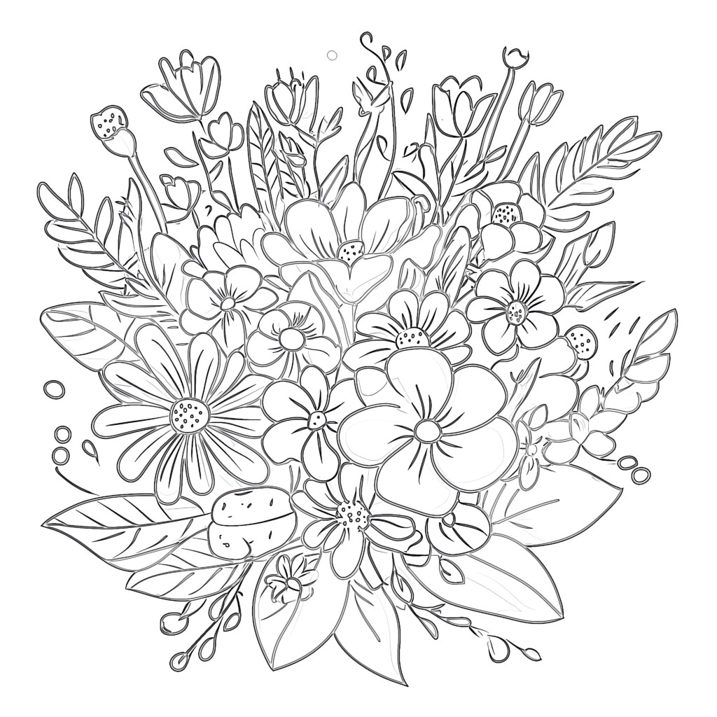 Flower Coloring Drawing | Coloring Pages Mimi Panda